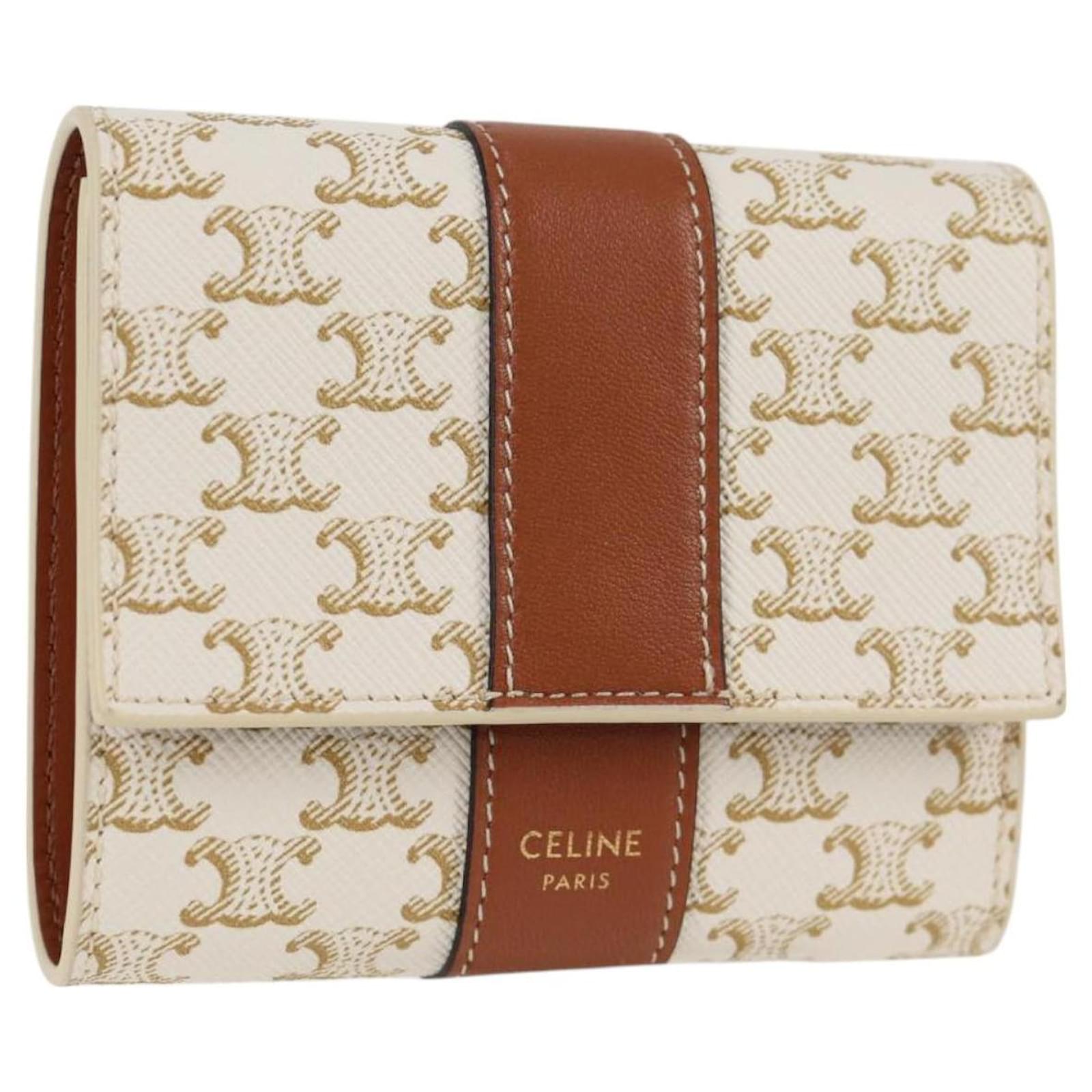 Céline CELINE Triomphe Mini Wallet PVC Beige Auth 121289M ref.2287582 ...