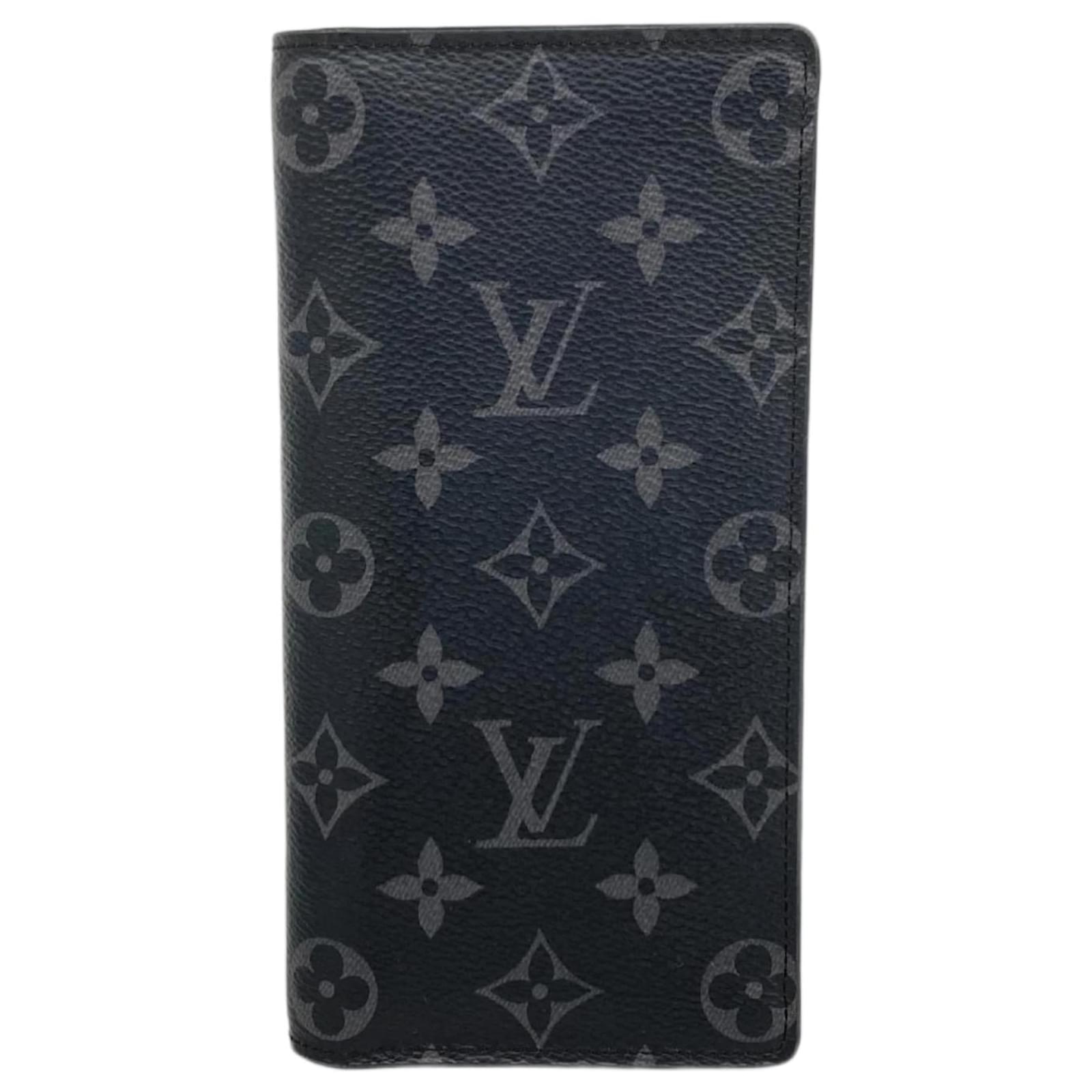 Brazza Louis Vuitton Long Wallet Monogram Eclipse Brown Black ref ...