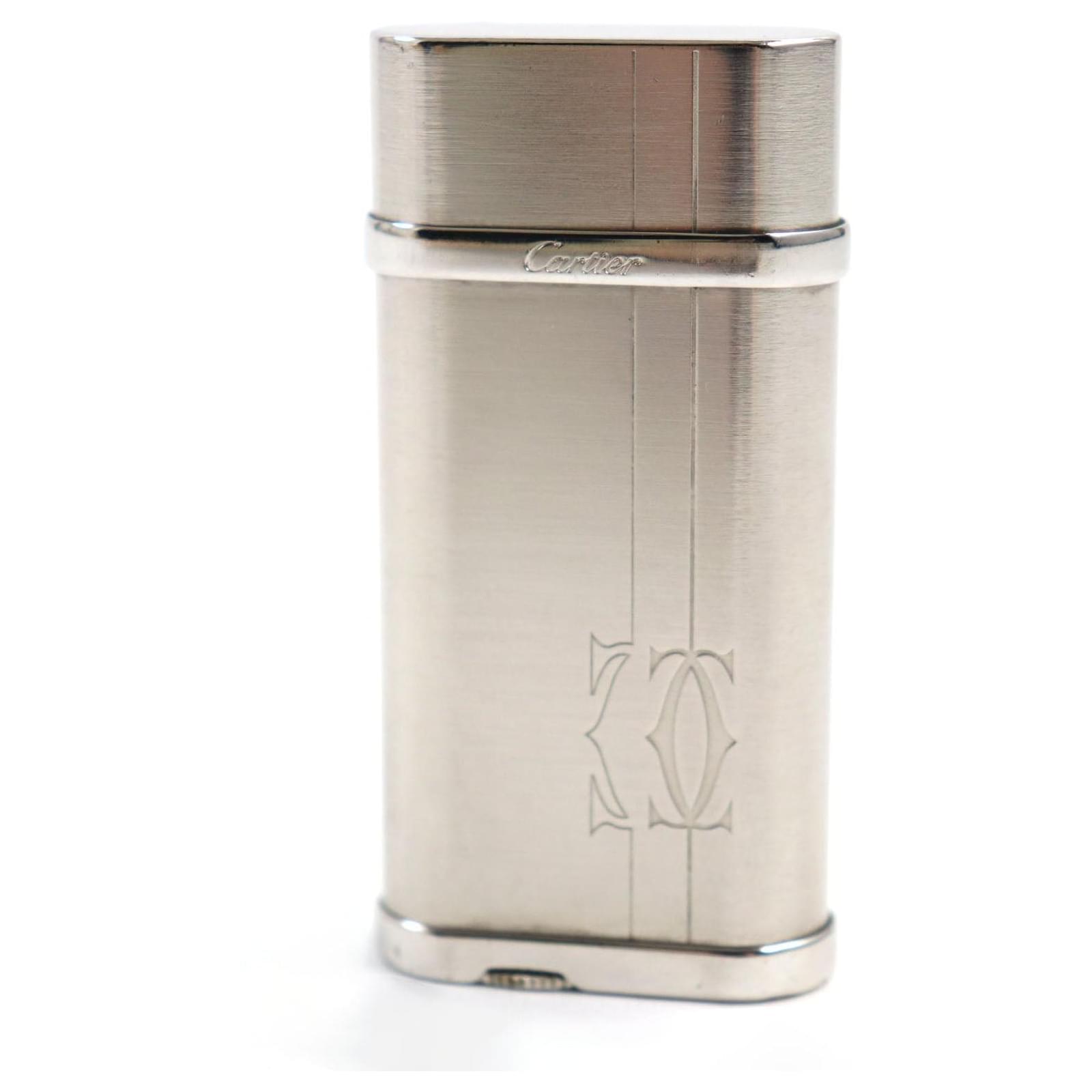 Cartier Silver Oval Lighter Logo Engraving Silvery Metal ref.2290300 ...