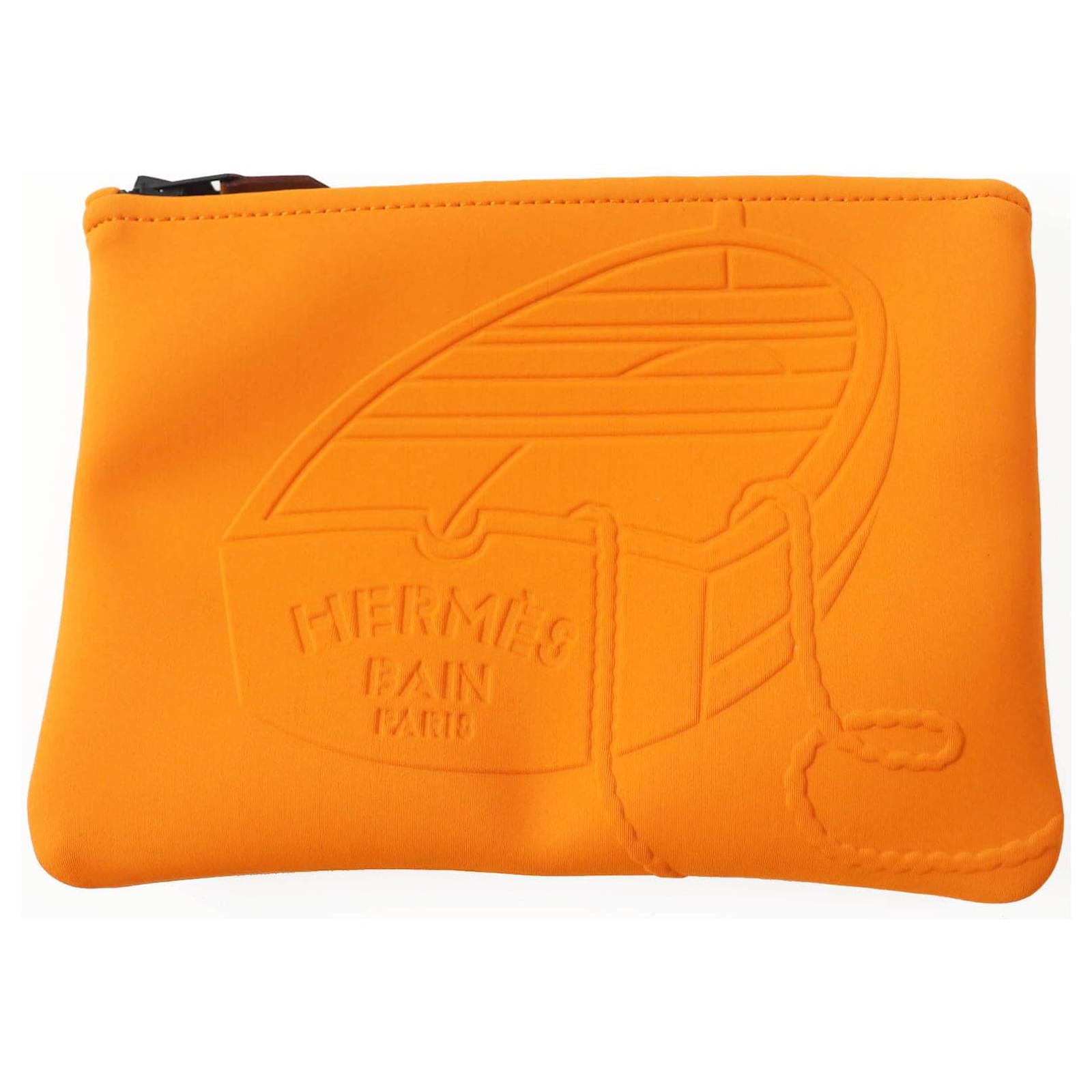 Hermès Hermes Neoban Thalassa PM Pouch Orange Leather Cotton Plastic ...