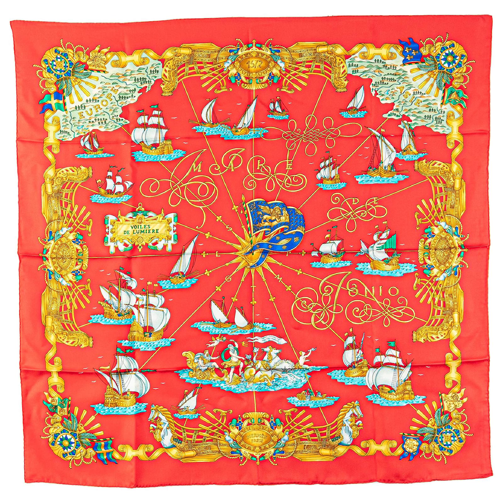 Hermès Red Voiles De Lumiere Silk Scarf Cloth ref.2293224 - Joli Closet