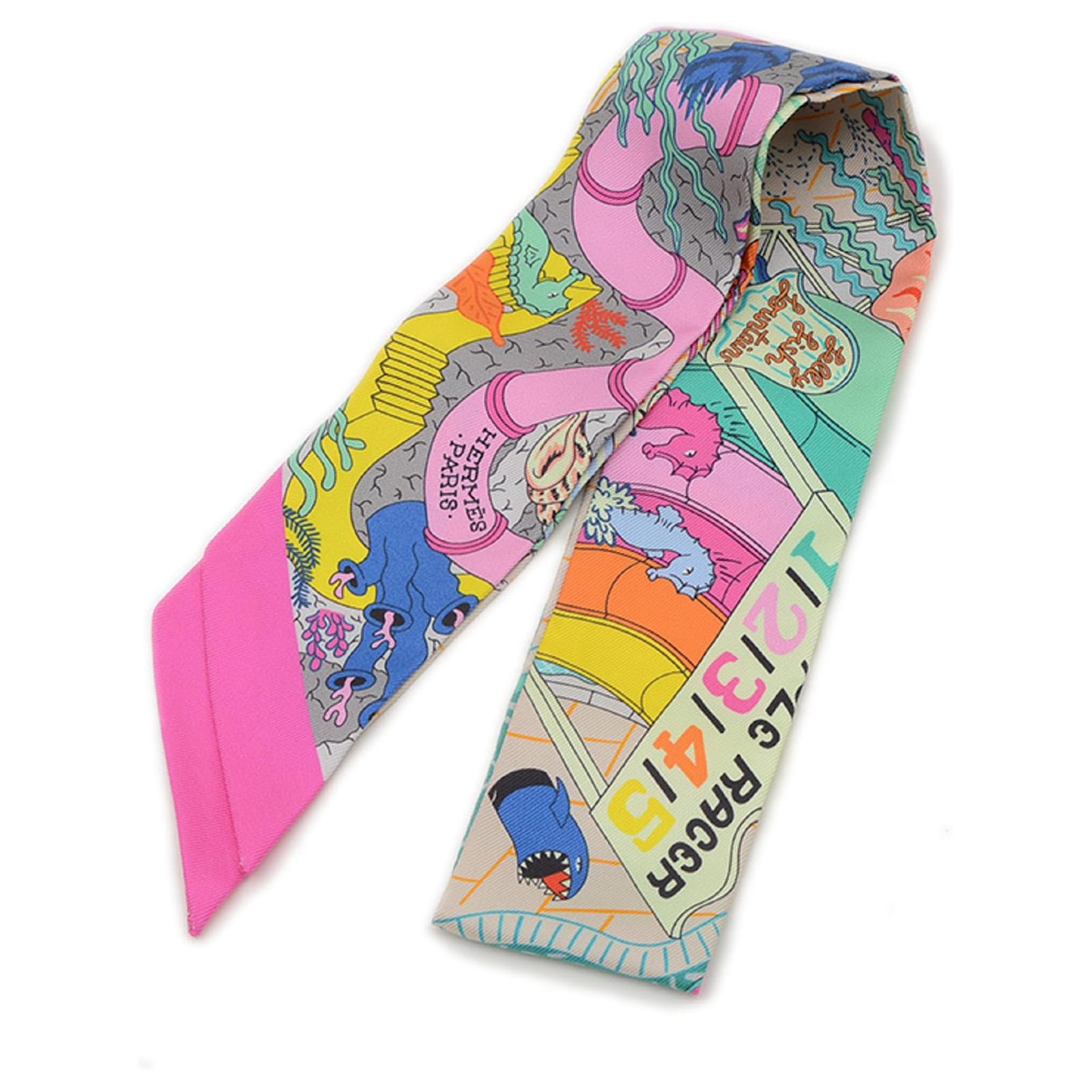 Hermès Hermes Twilly Scarf in Splash Park Design Multiple colors Green ...