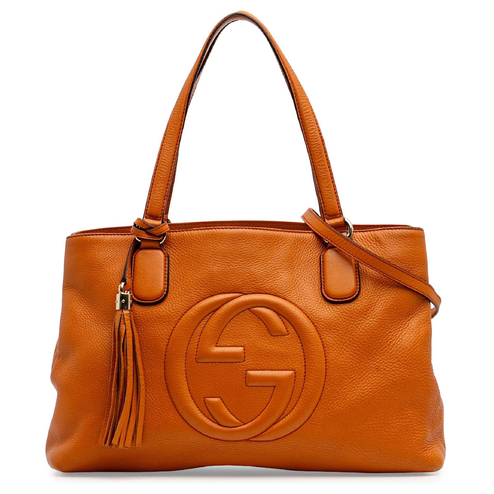 Gucci Orange Medium Leather Soho Working Satchel Pony-style calfskin ...