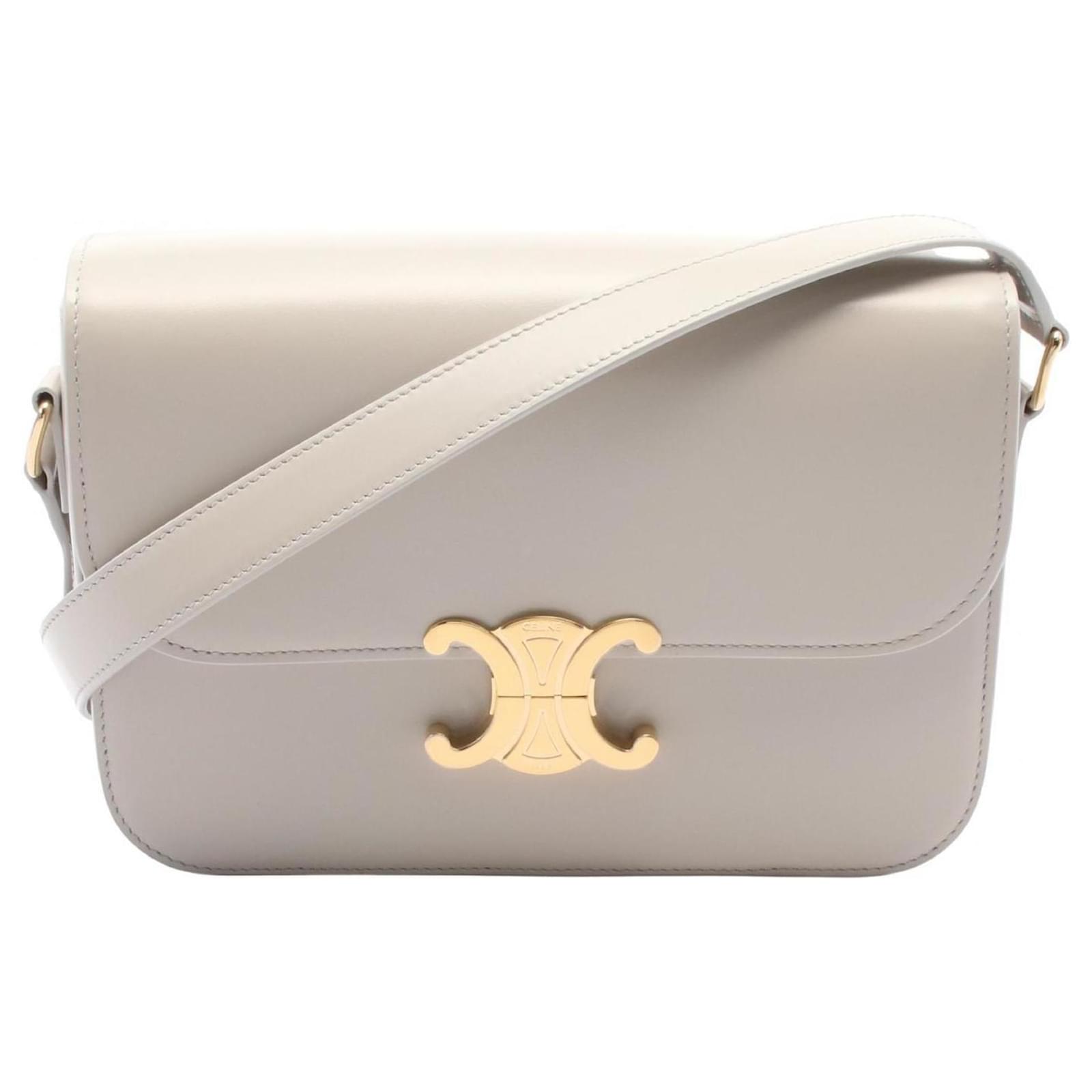 Céline Celine Triomphe Medium Shoulder Bag Beige Leather ref.2296567 ...