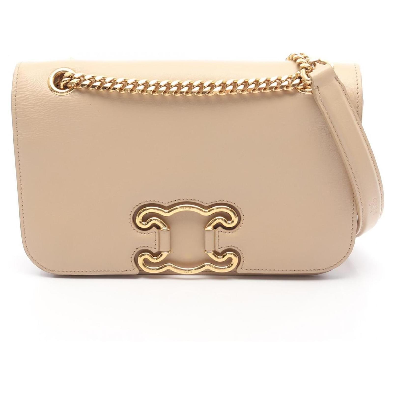 Céline Celine Triomphe Shoulder Bag Beige Leather ref.2296582 - Joli Closet