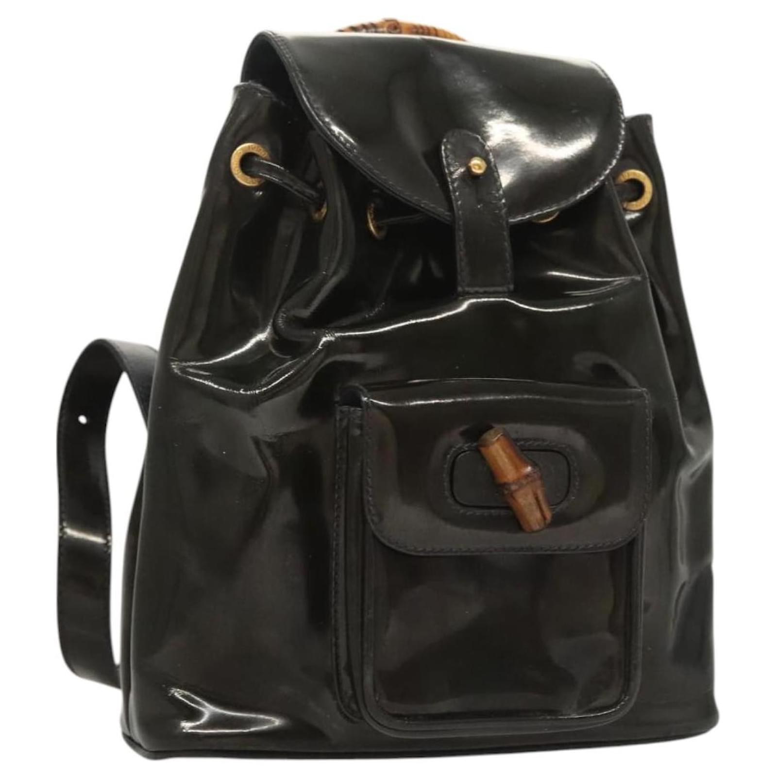 GUCCI Bamboo Backpack Enamel Navy Gold 003 2058 0030 Auth bs26080 ...