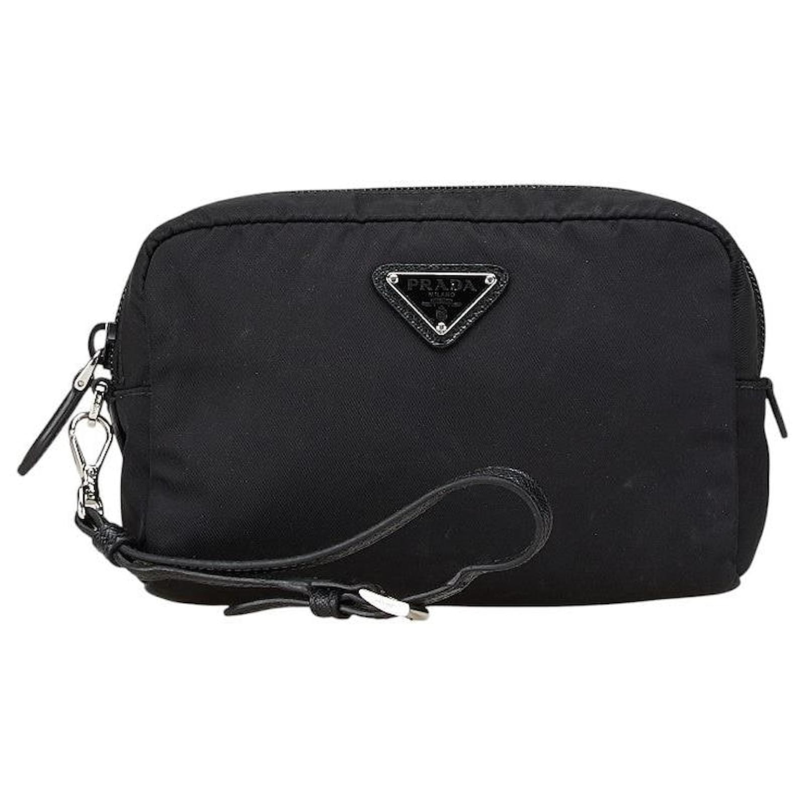 Prada Re-Nylon Triangle Logo Nylon Pouch Black ref.2300490 - Joli Closet