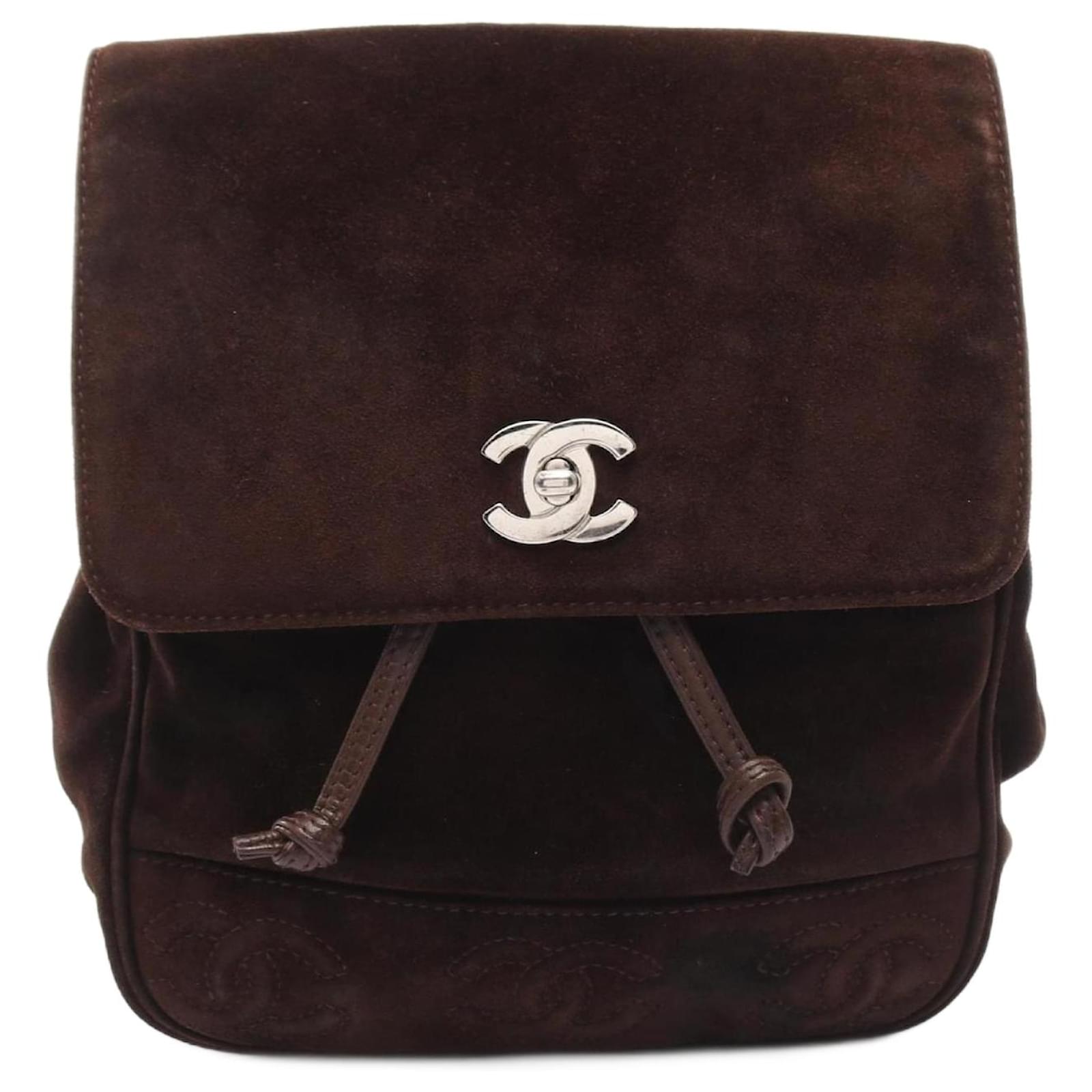 Chanel Coco Mark Suede Backpack Brown ref.2301262 - Joli Closet