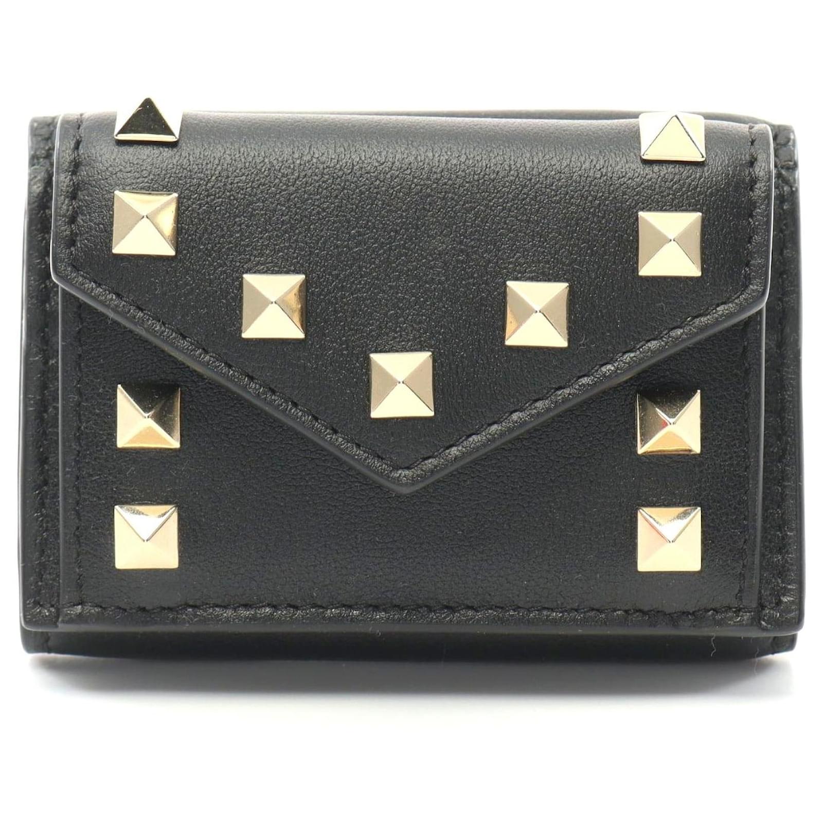 Valentino Garavani Valentino Rockstud Leather Wallet Black Pony-style ...