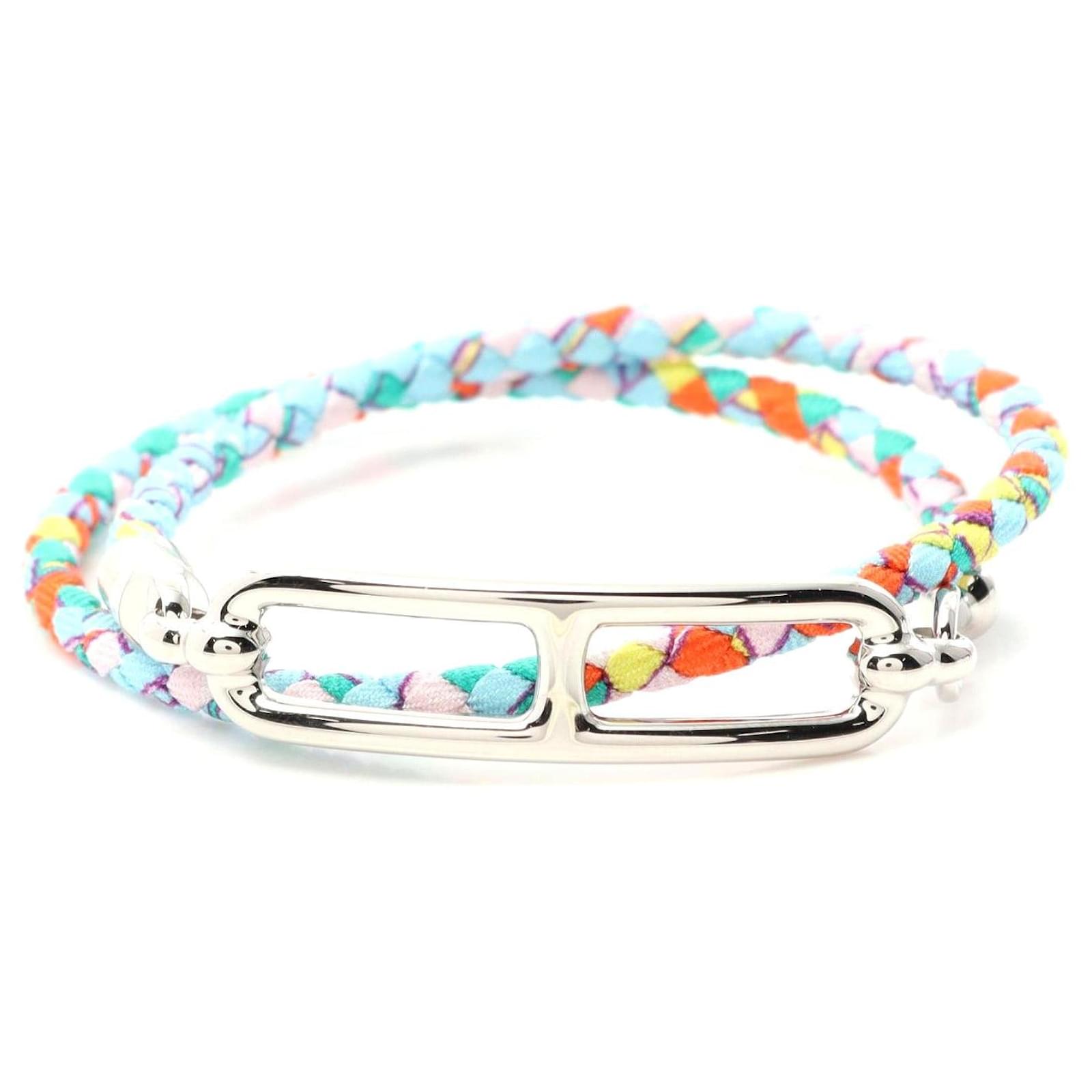 Hermès Hermes Silk Stainless Steel Luri Bracelet Silvery Metallic Metal ...