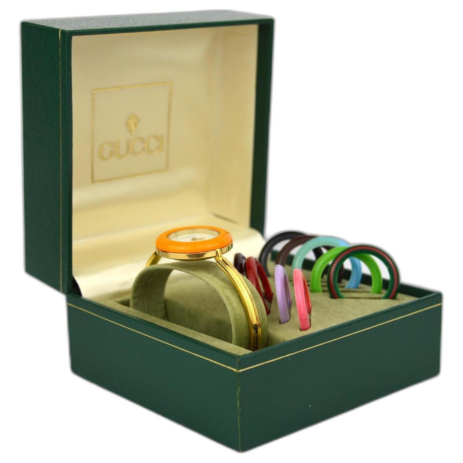 GUCCI CHANGE BEZEL WATCH FULL SET (10 BEZELS) Golden Steel ref.2302509 ...