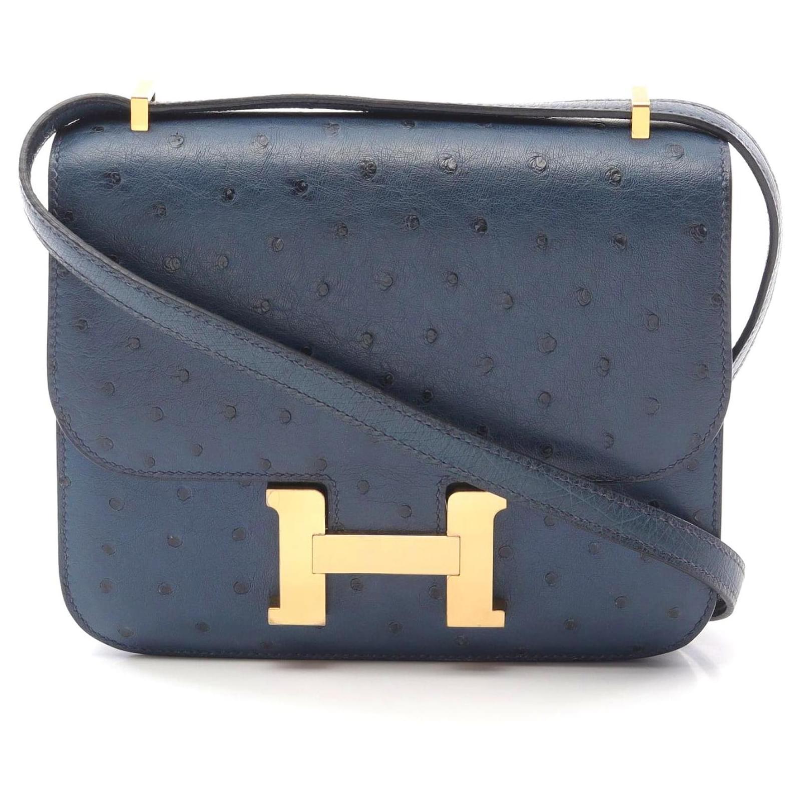Hermès Hermes Constance 3 Mini Blue Ostrich Bag ref.2304142 - Joli Closet