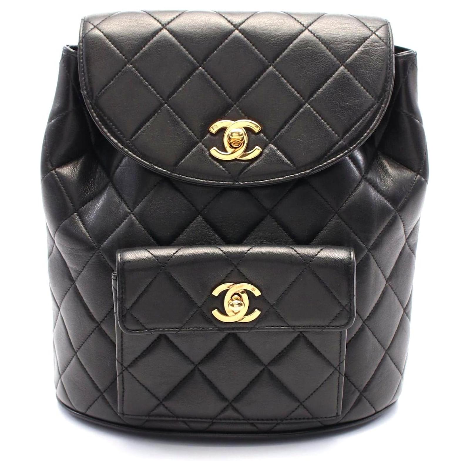 Chanel Lambskin Matelasse Backpack Black Leather ref.JC2305316 (Sold ...