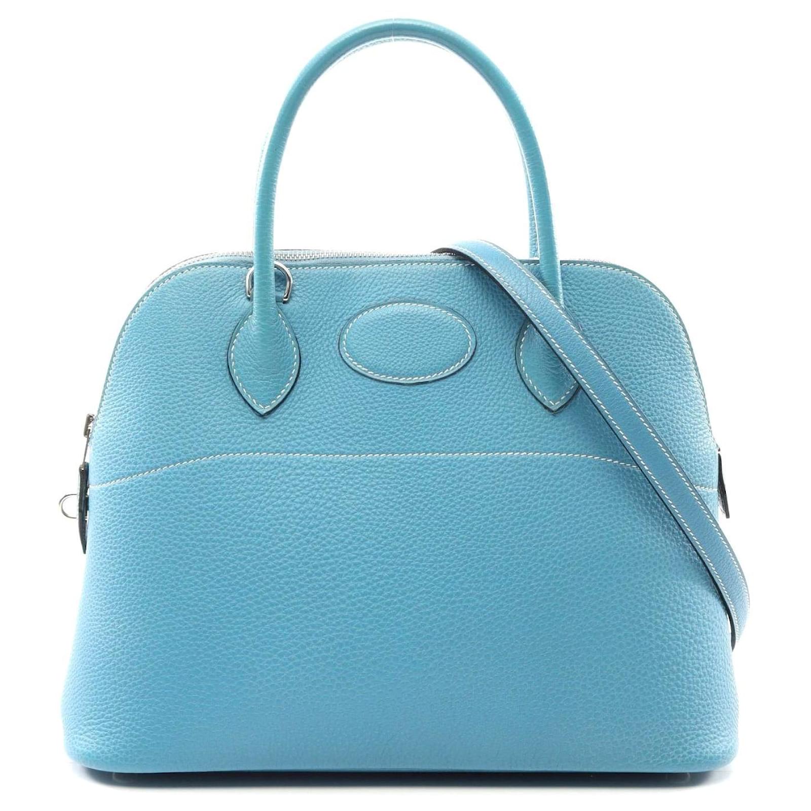 Hermès Hermes Bolide 31 Leather Handbag Blue Pony-style calfskin ref ...