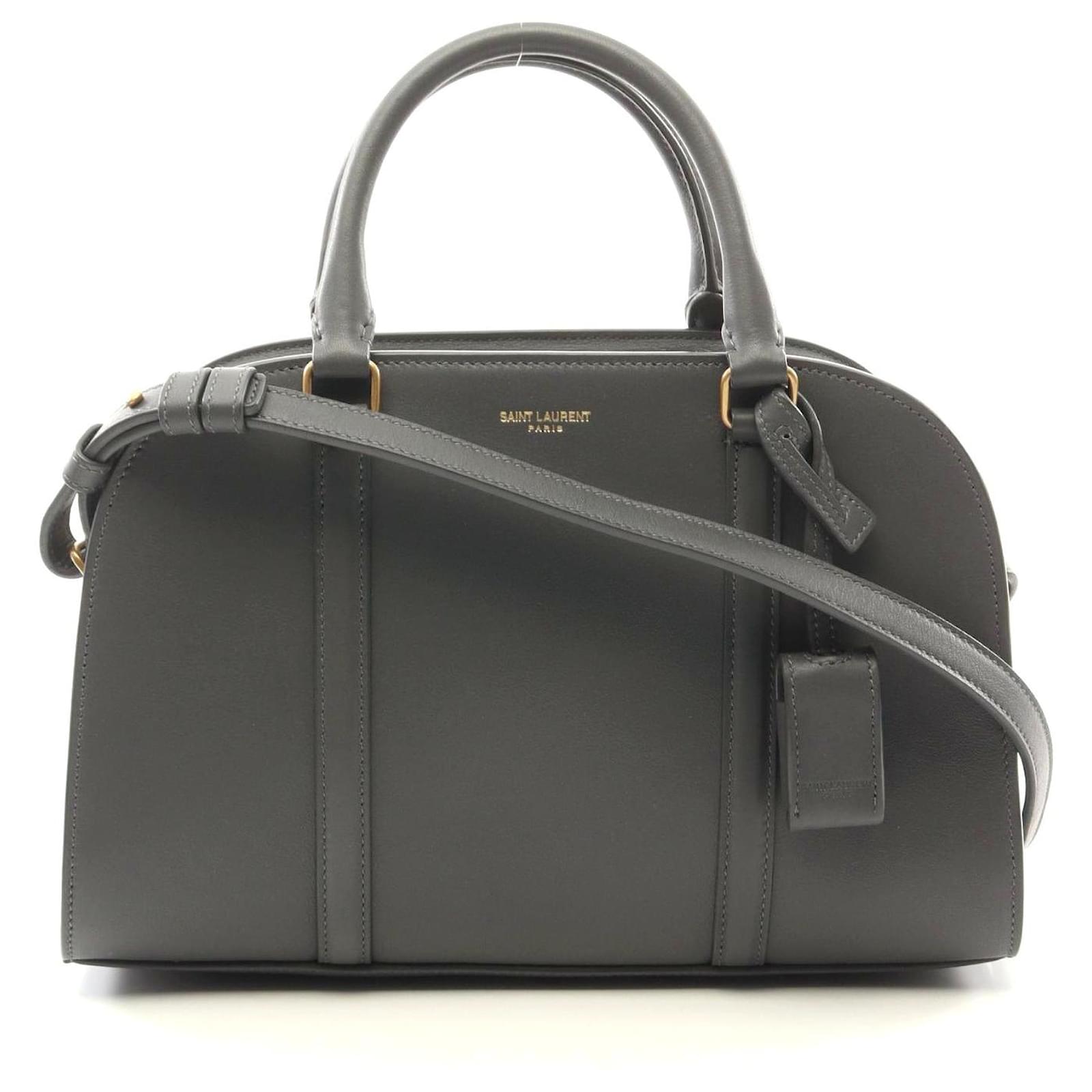 Yves Saint Laurent Leather Duffle Handbag Grey Pony-style calfskin ref ...