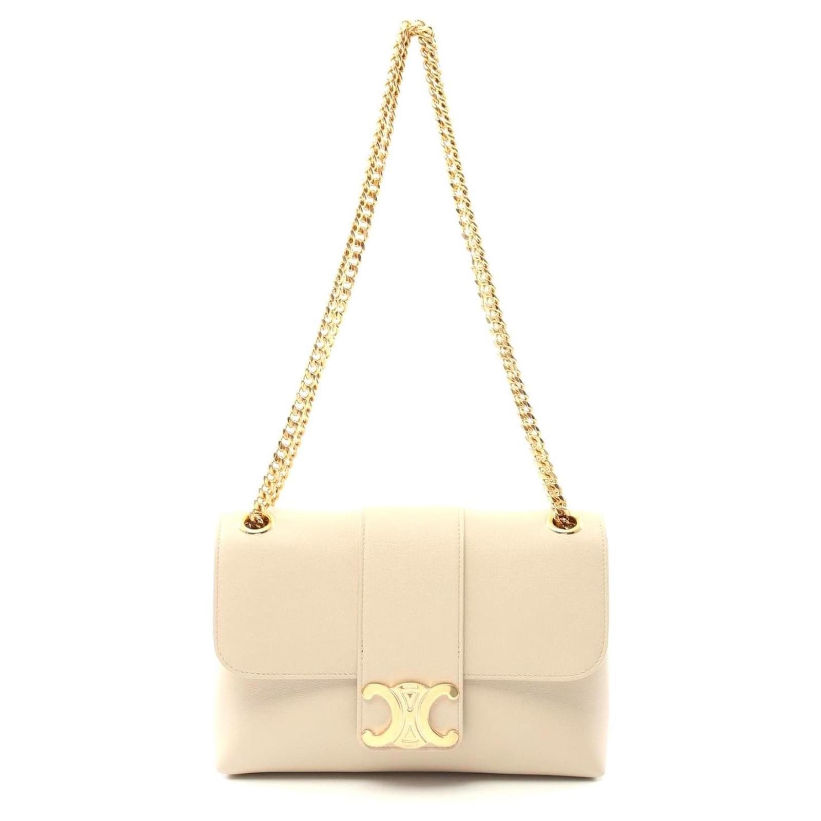 Céline Celine Leather Victoire Medium Shoulder Bag Brown Beige Pony ...