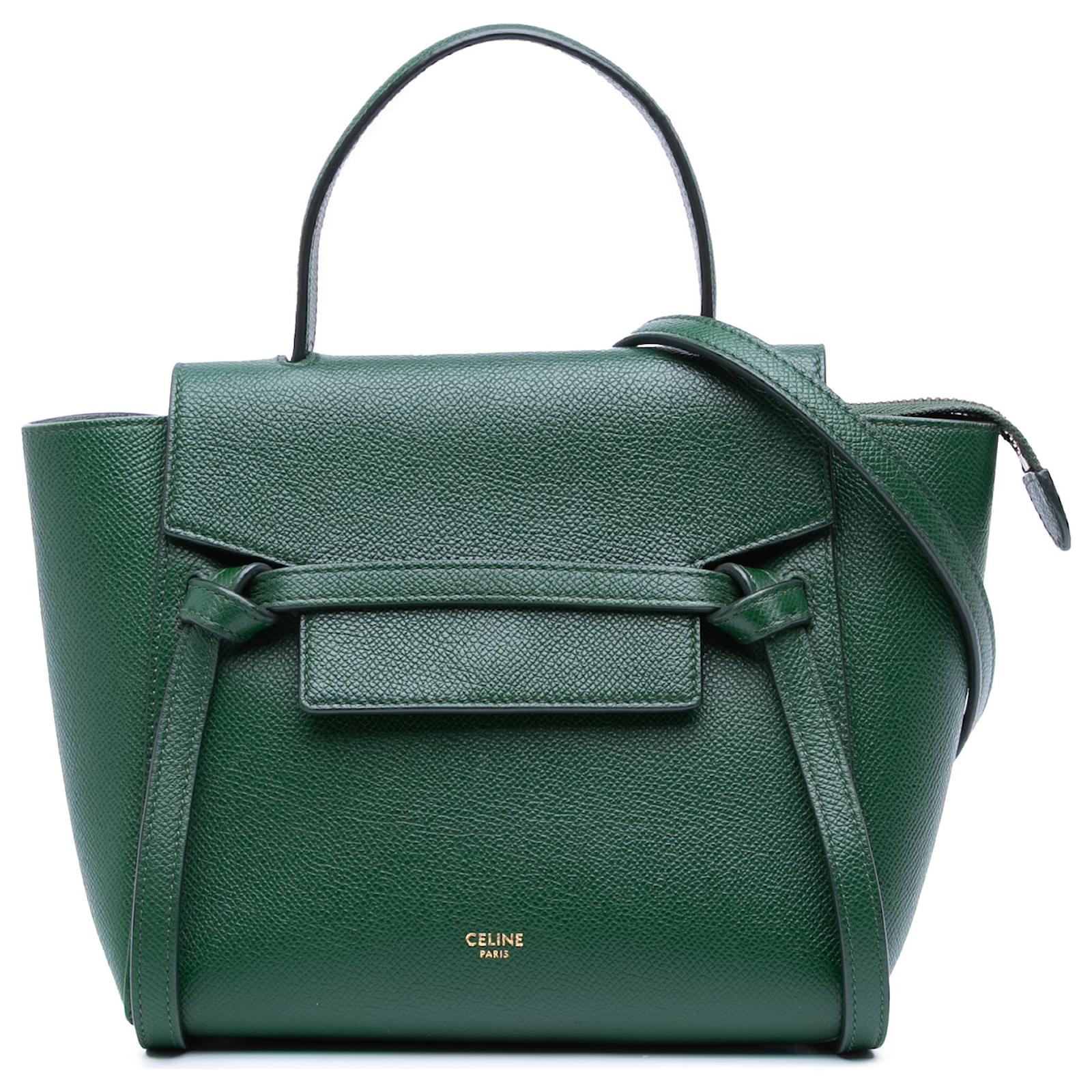 Céline Celine Green Nano Grained Calfskin Belt Bag Leather Pony-style ...
