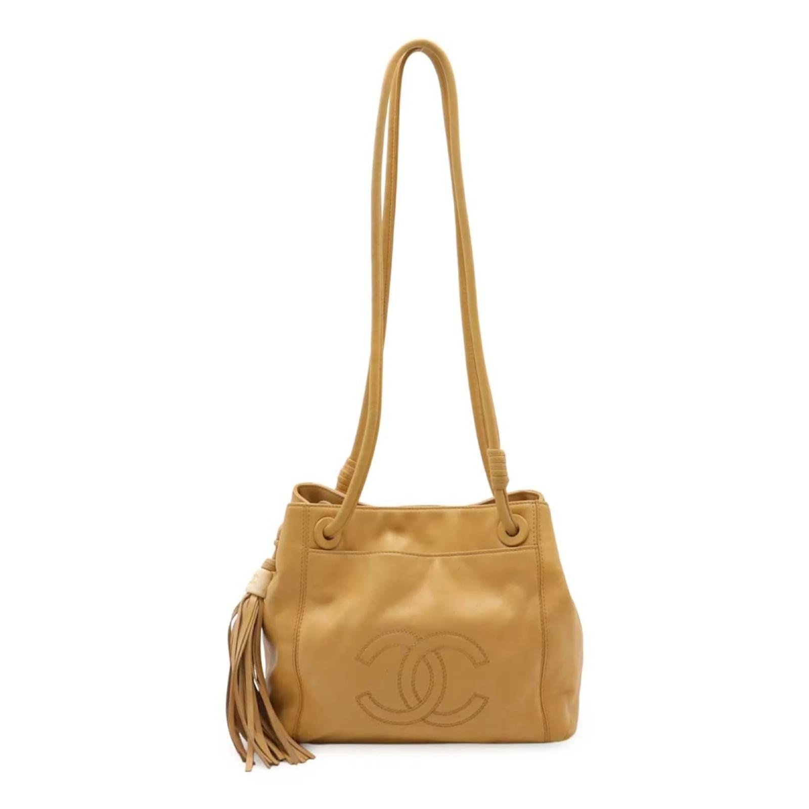 Chanel Coco Mark Tassel Shoulder Bag Yellow Leather ref.2308790 - Joli ...
