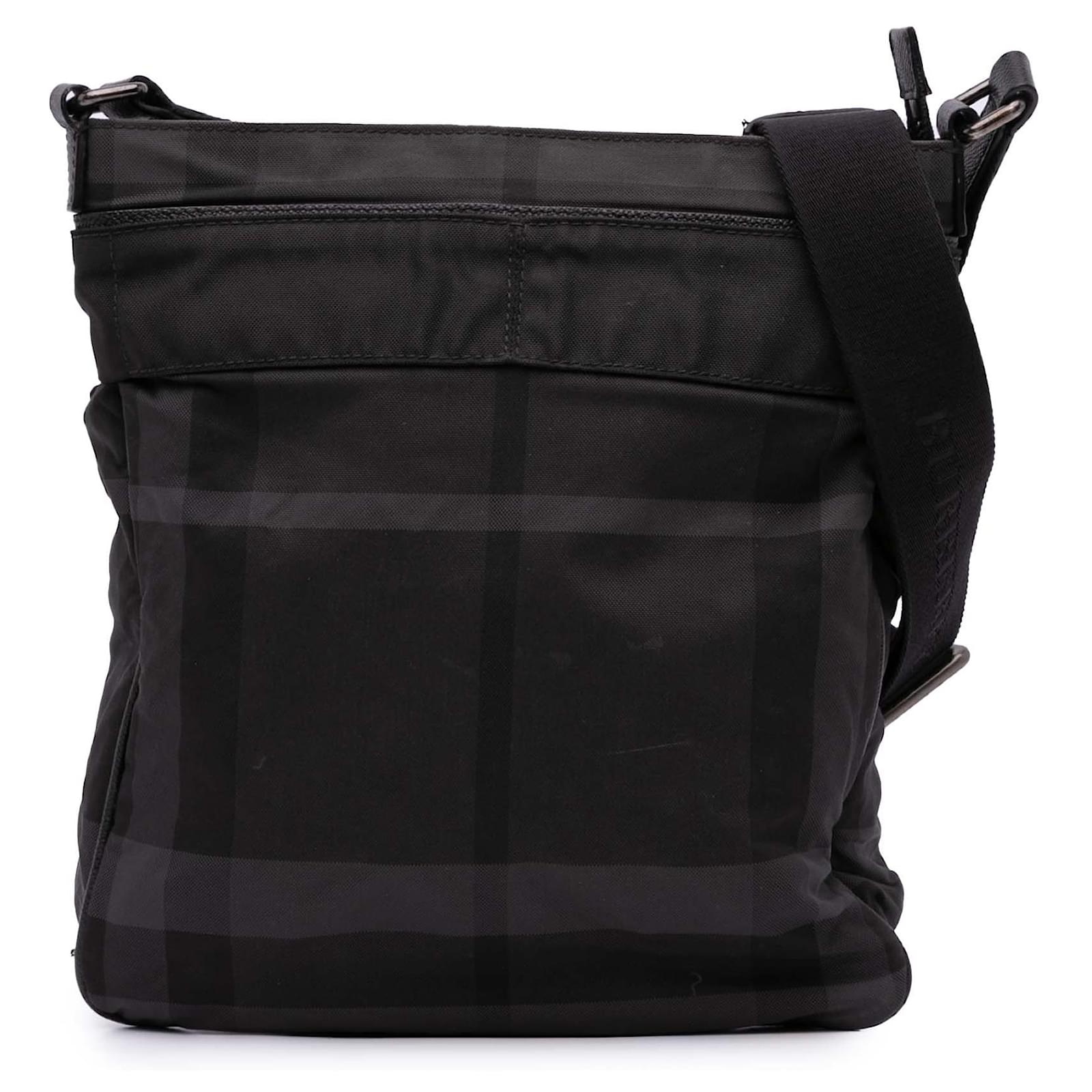 Burberry Gray Smoke Check Nylon Crossbody Brown Dark grey Pony-style ...