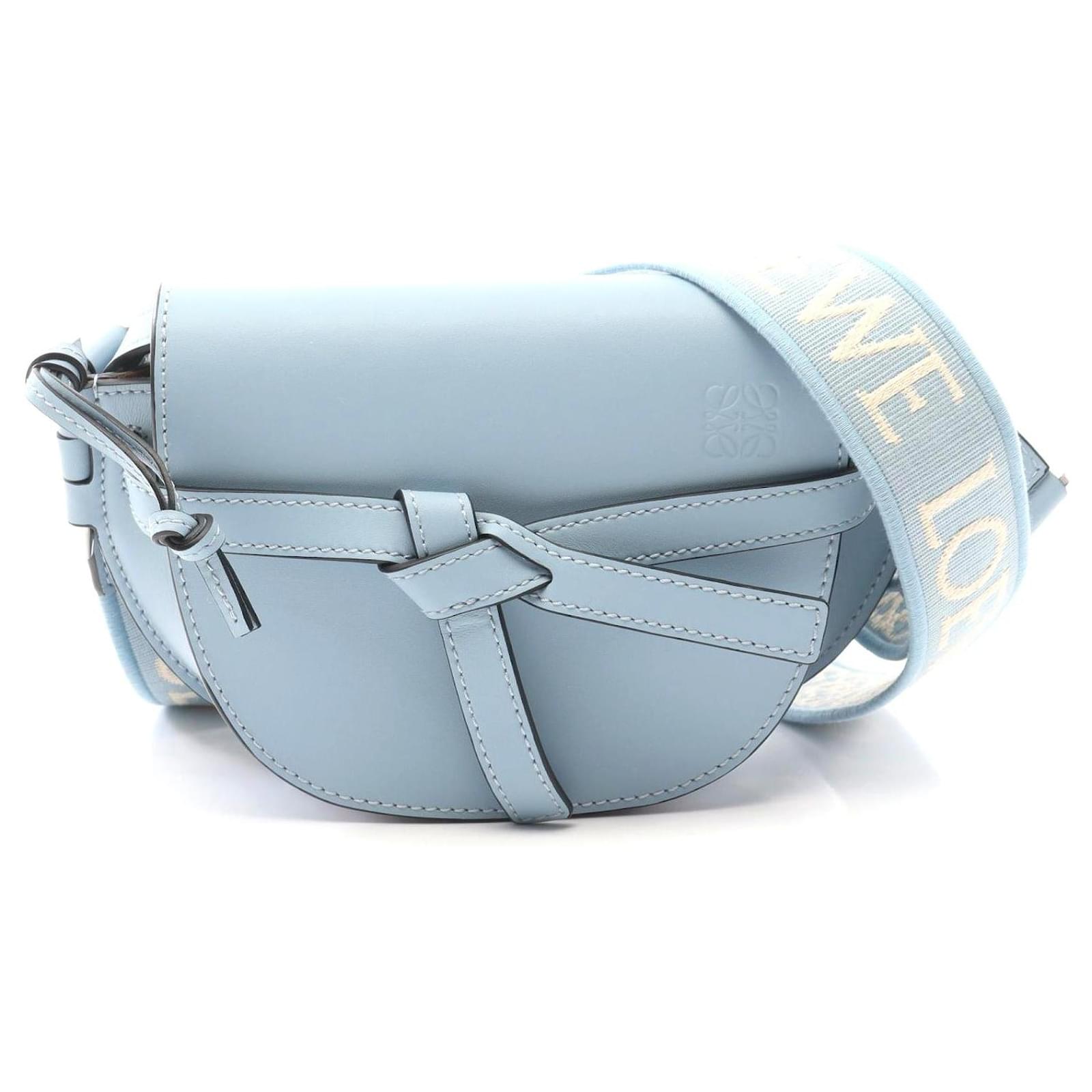 Loewe Gate Dual Mini Leather Shoulder Bag Blue Pony-style calfskin ref ...