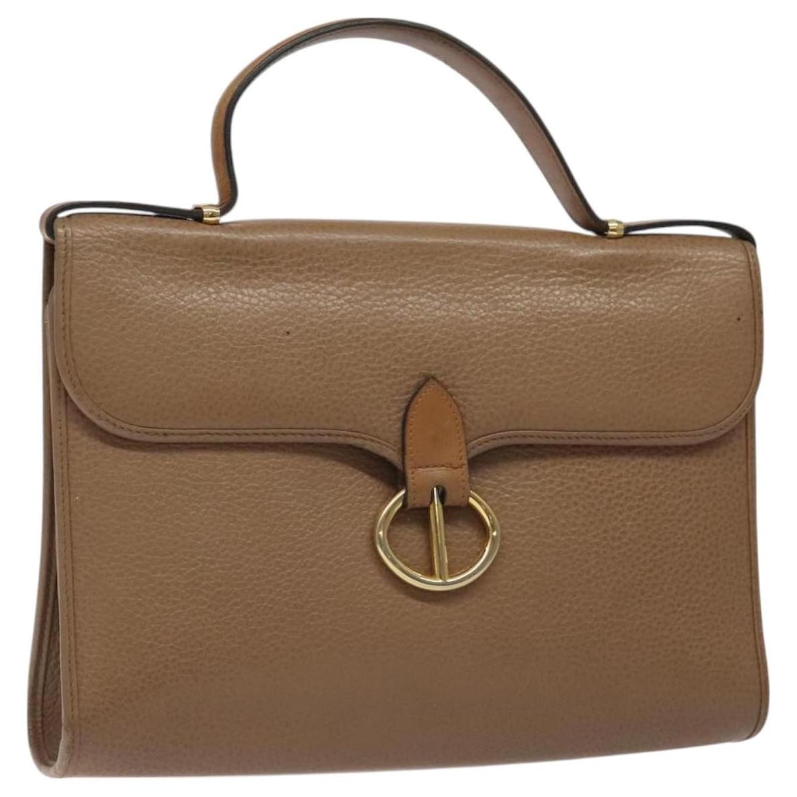 Christian Dior Hand Bag Leather Beige Gold Auth 126751 Golden ref ...