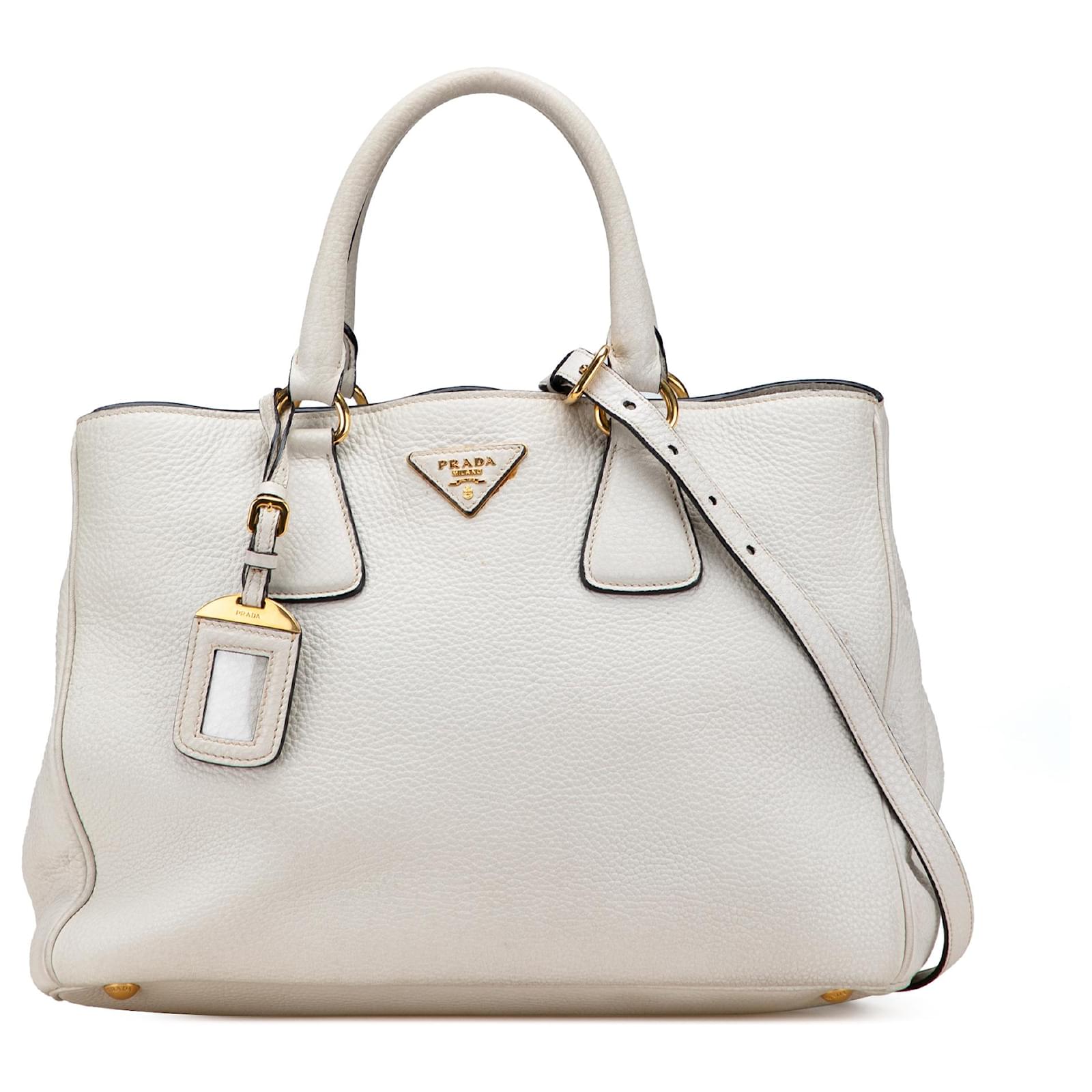Prada White Vitello Daino Open Convertible Tote Leather Pony-style ...