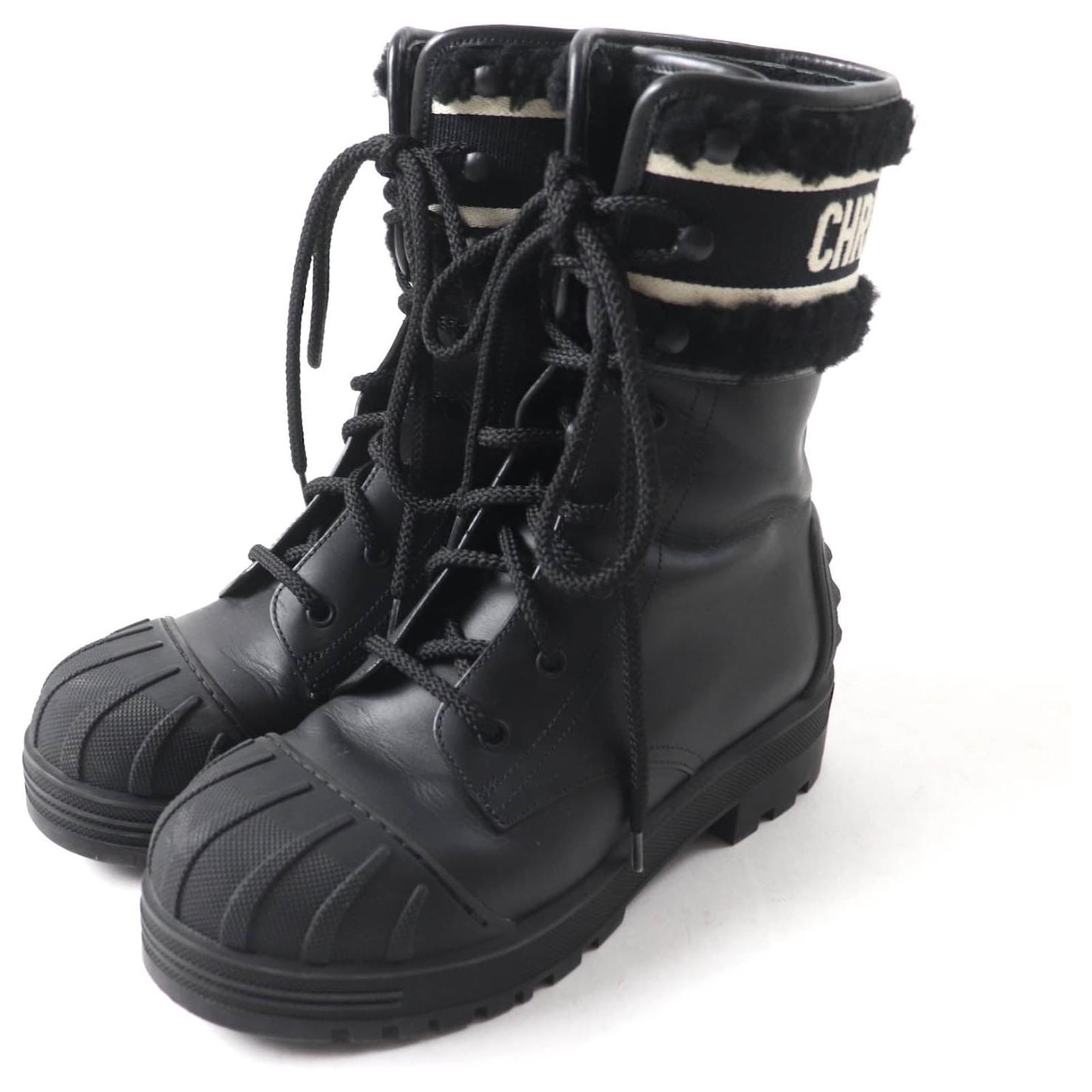 Dior D-MAJOR Leather Lace-up Boots Black White ref.2315892 - Joli Closet