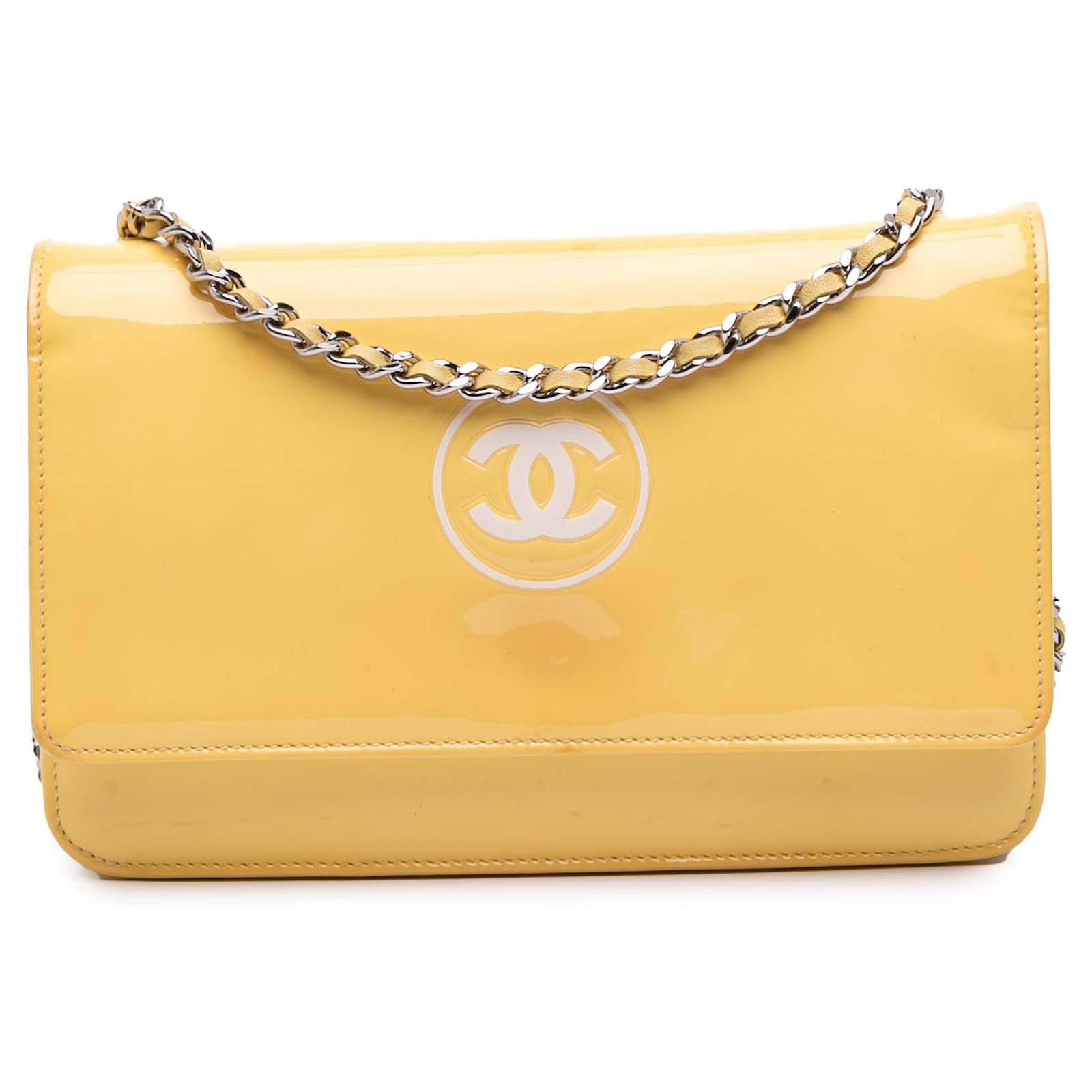 Chanel Yellow CC Patent Wallet On Chain (Sold) - Joli Closet