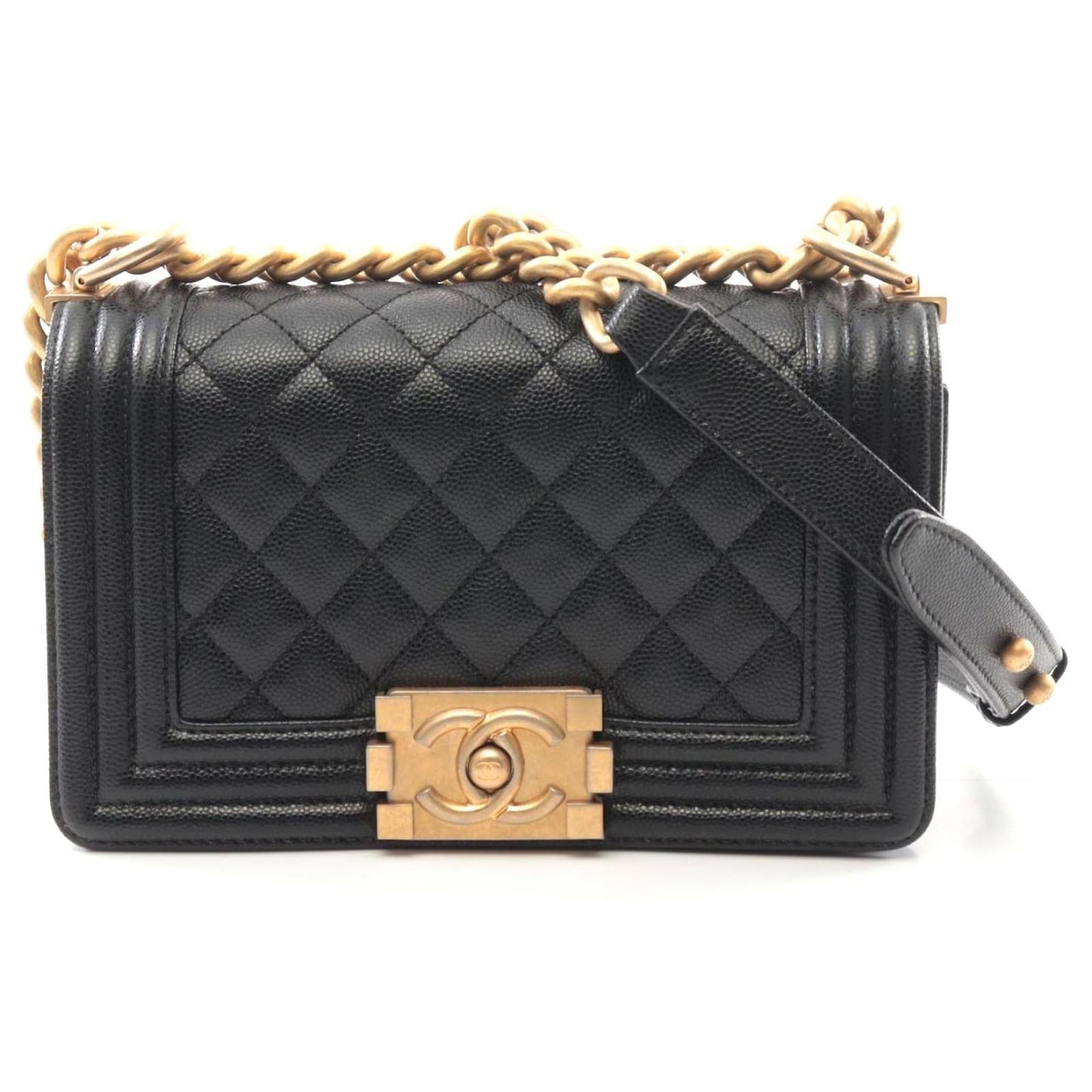 Chanel Boy Small Shoulder Bag Black Leather Pony-style calfskin ref ...