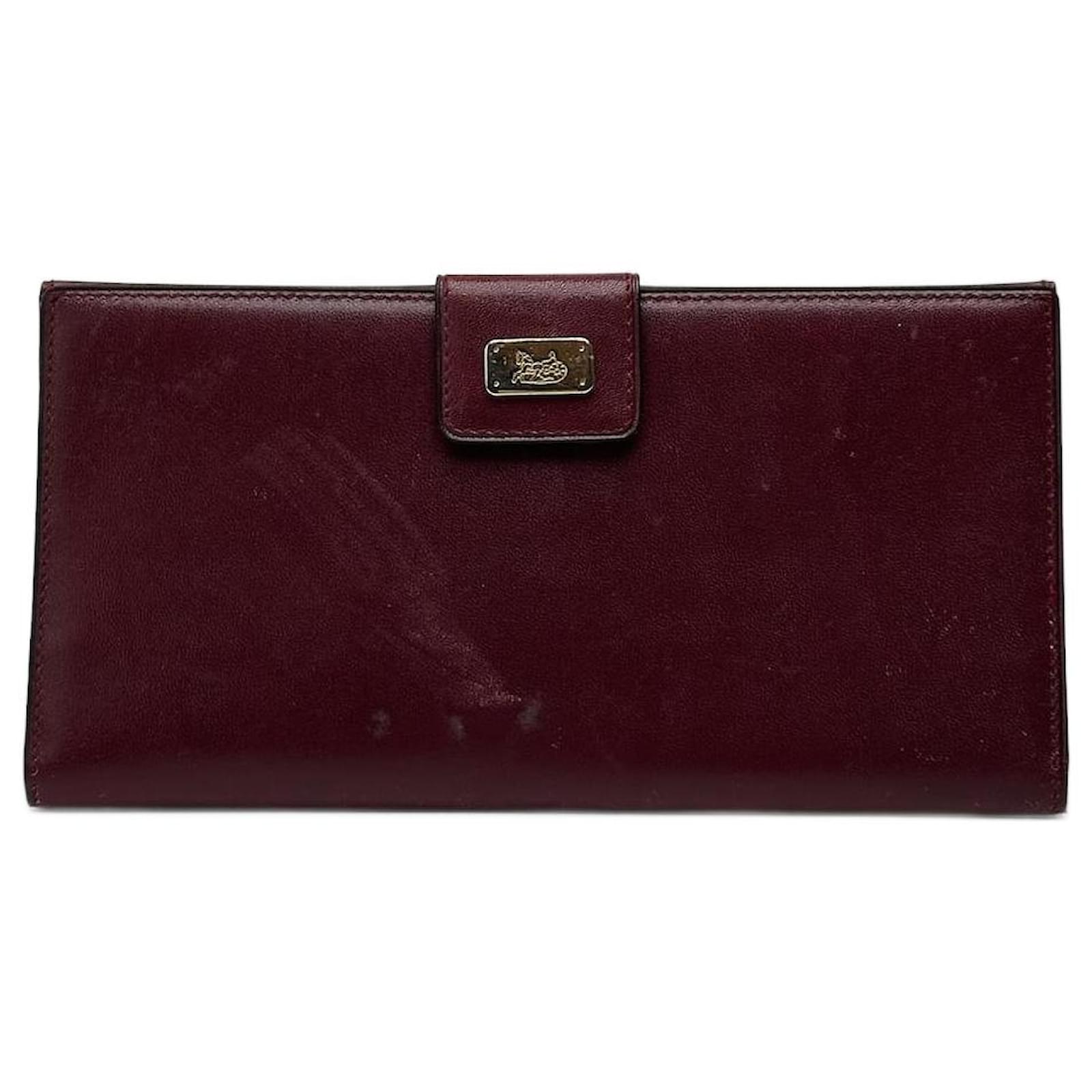 Céline Vintage Celine Paris Leather Wallet burgundy Dark red ref ...
