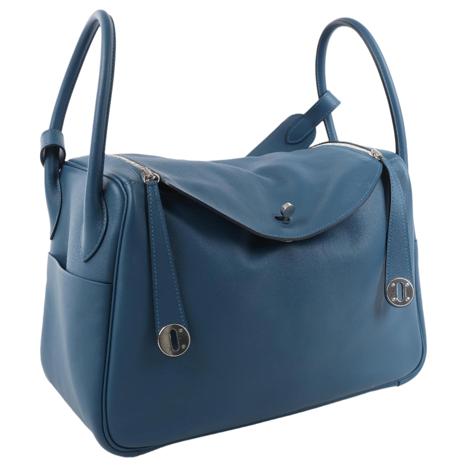 Hermès Hermes Lindy 34 Veau Swift Blue de galice Silver Metal Fittings ...
