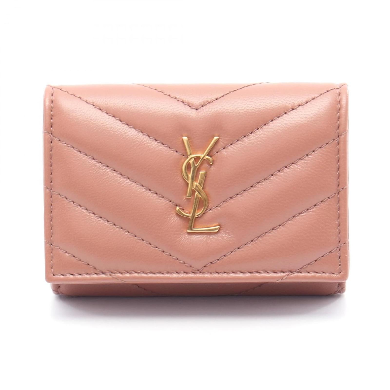 Saint Laurent Origami Tiny Tri-fold Wallet Pink Leather ref.2320838 ...