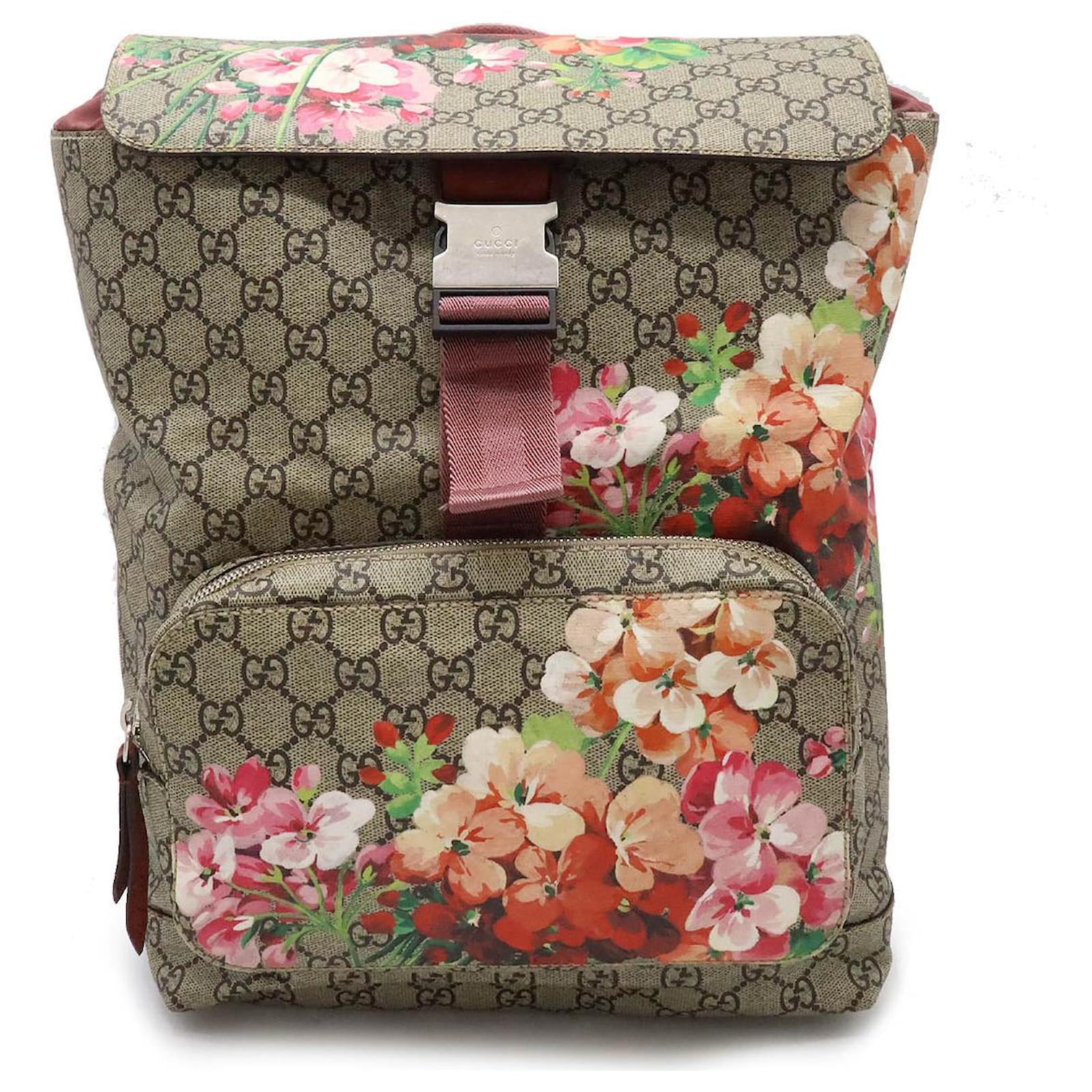 Gucci GG Blooms GG Supreme Coated Canvas Backpack Beige Plastic ref ...