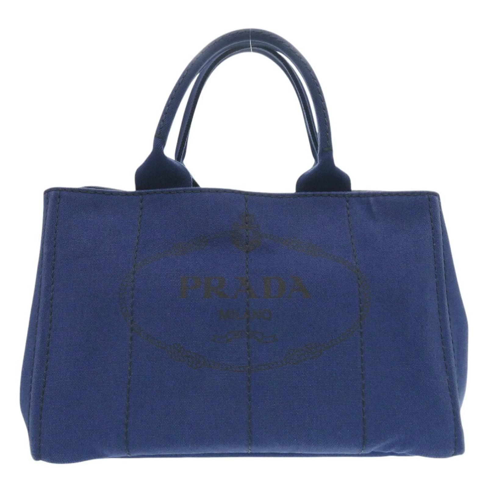 Prada Canapa Tote Canvas Blue Handbag Cloth ref.2324749 - Joli Closet