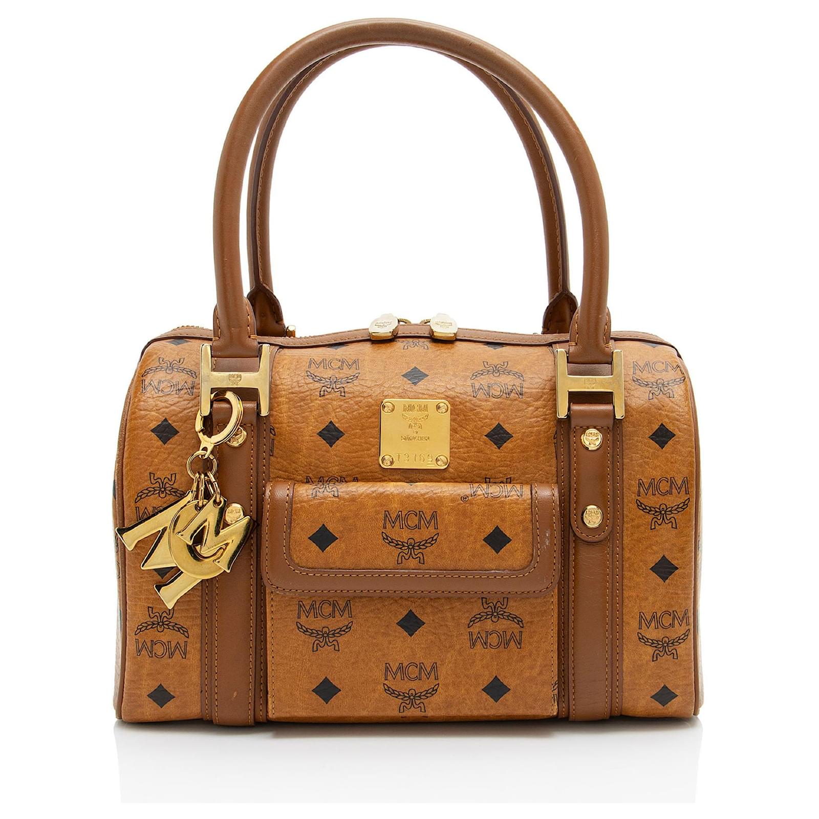 MCM Visetos Small Boston Bag Black Leather ref.2325830 - Joli Closet