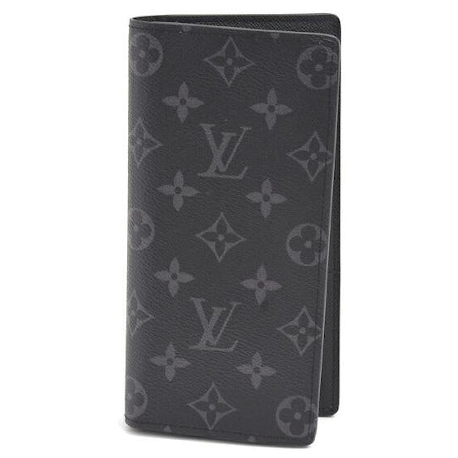 Louis Vuitton Porte-Feuille Brazza Monogram Long Wallet Black Cloth ref ...