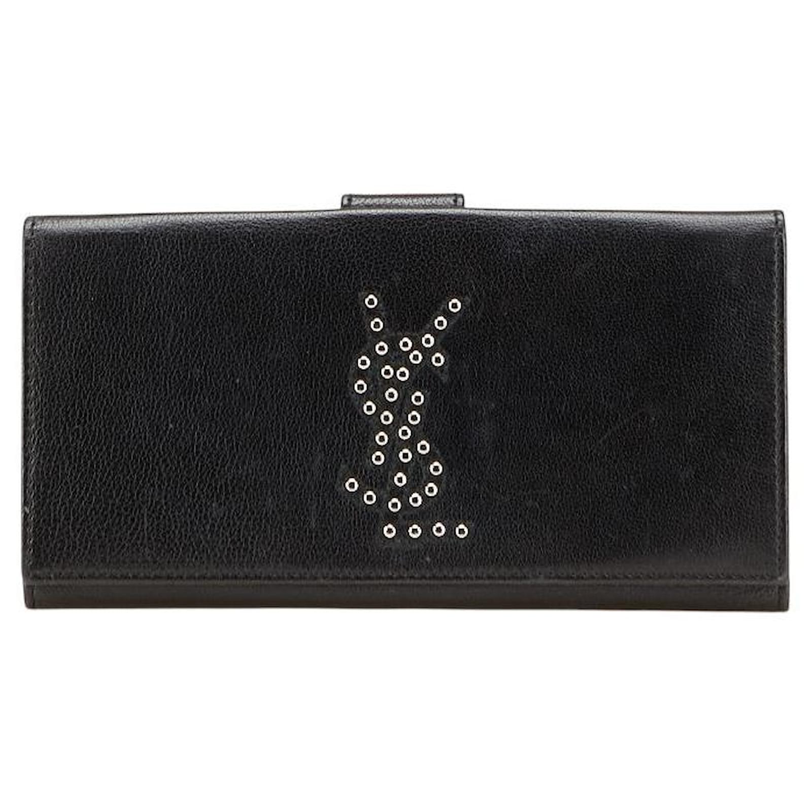 Yves Saint Laurent Saint Laurent YSL Logo Studs Leather Long Wallet ...