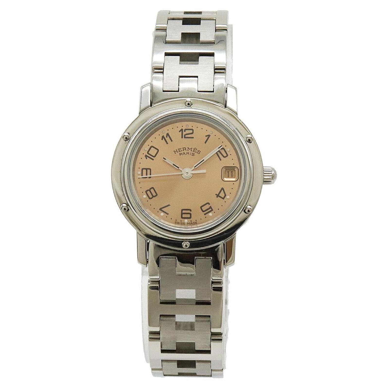 Hermès Hermes Pink Dial Clipper Quartz Watch CL4.210 Steel Metal ref ...