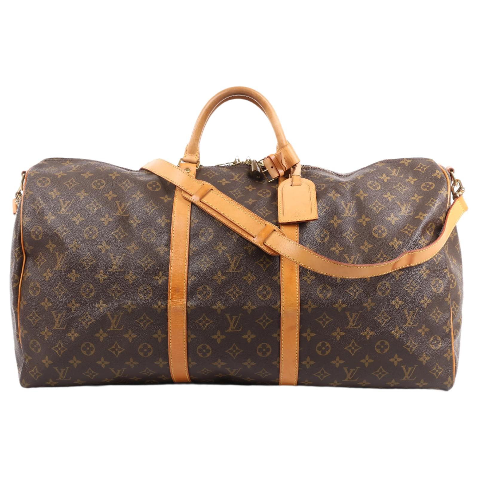 Louis Vuitton Monogram Canvas Keepall Bandoulière 60 Travel Bag M41412 Brown Leather ref.2333767 ...