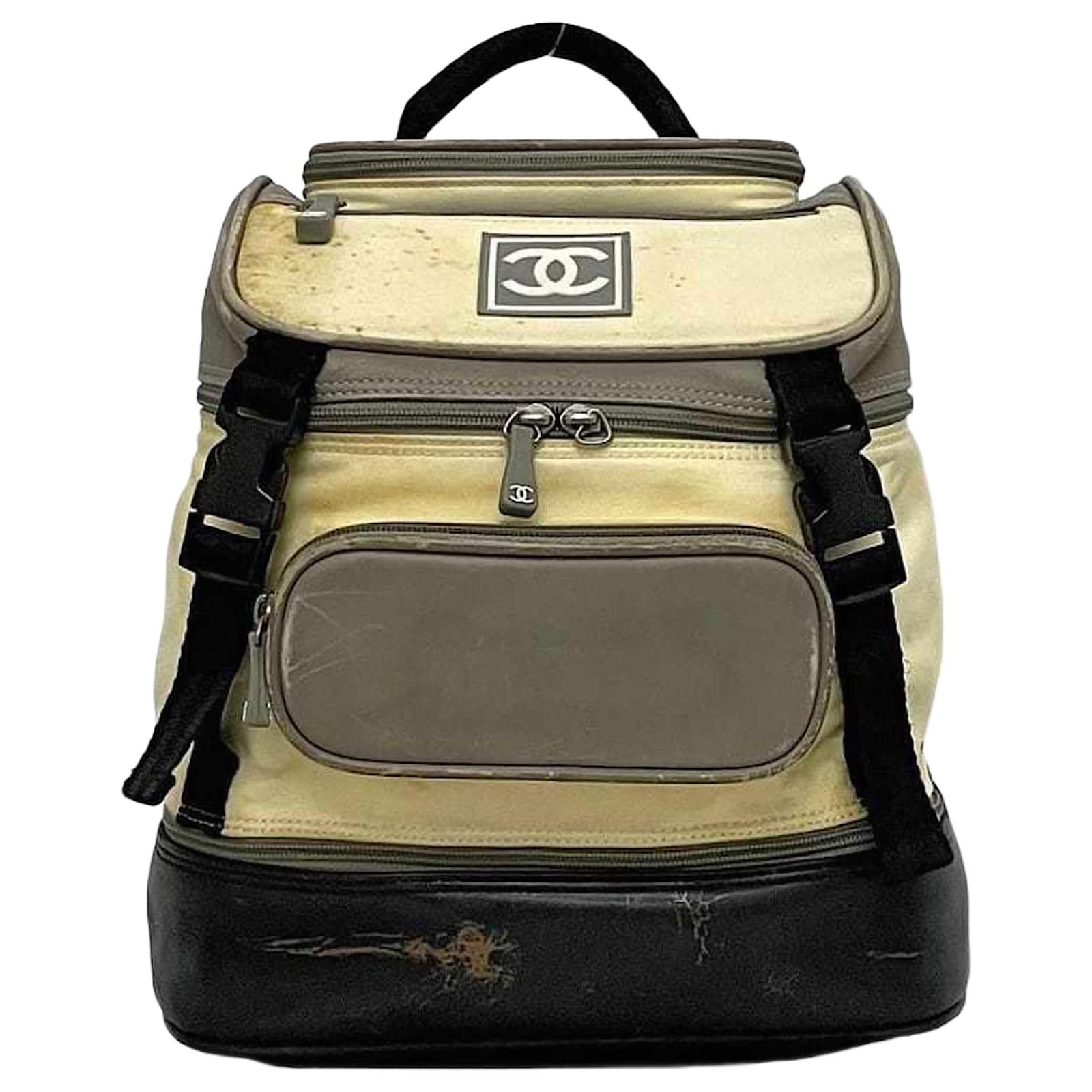 Chanel Mini Backpack Brown Black White Leather Nylon ref.2334305 - Joli ...