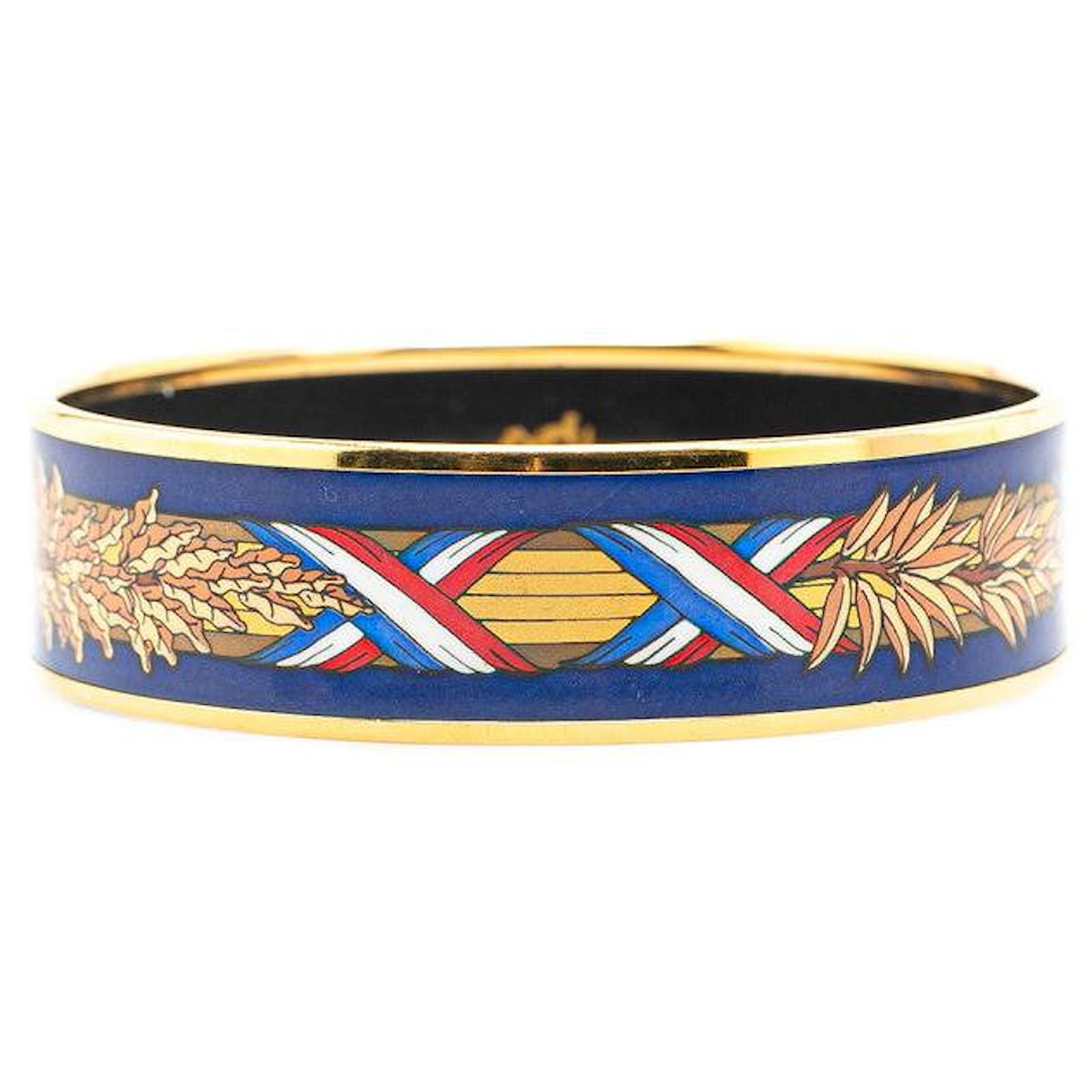 Hermès Hermes Email GM Cloisonne Bracelet Golden Metallic Metal ref ...