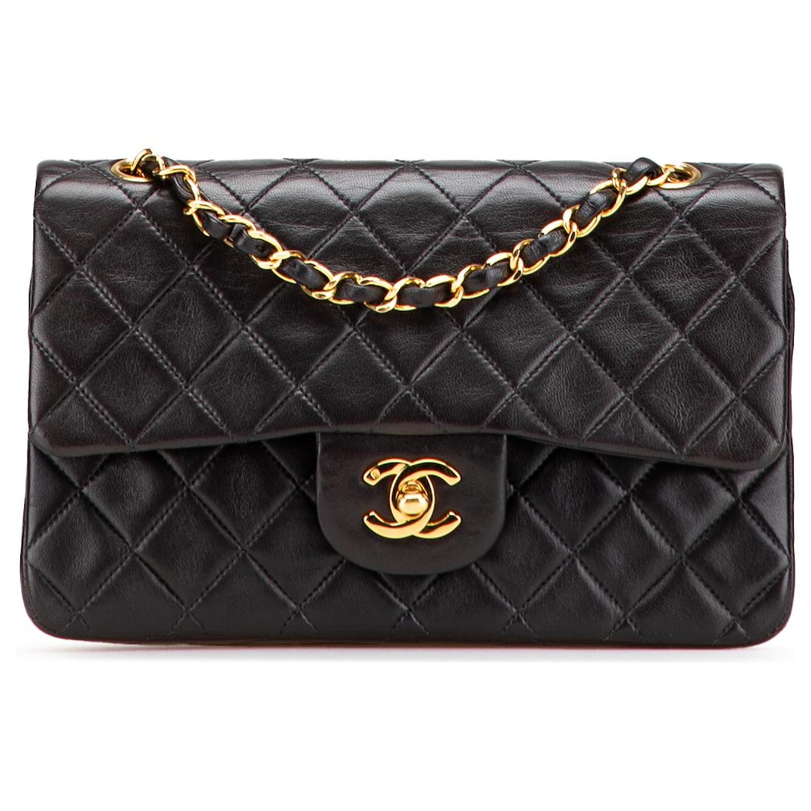 Chanel Black Small Classic Lambskin Double Flap Leather ref.JC2340017 ...
