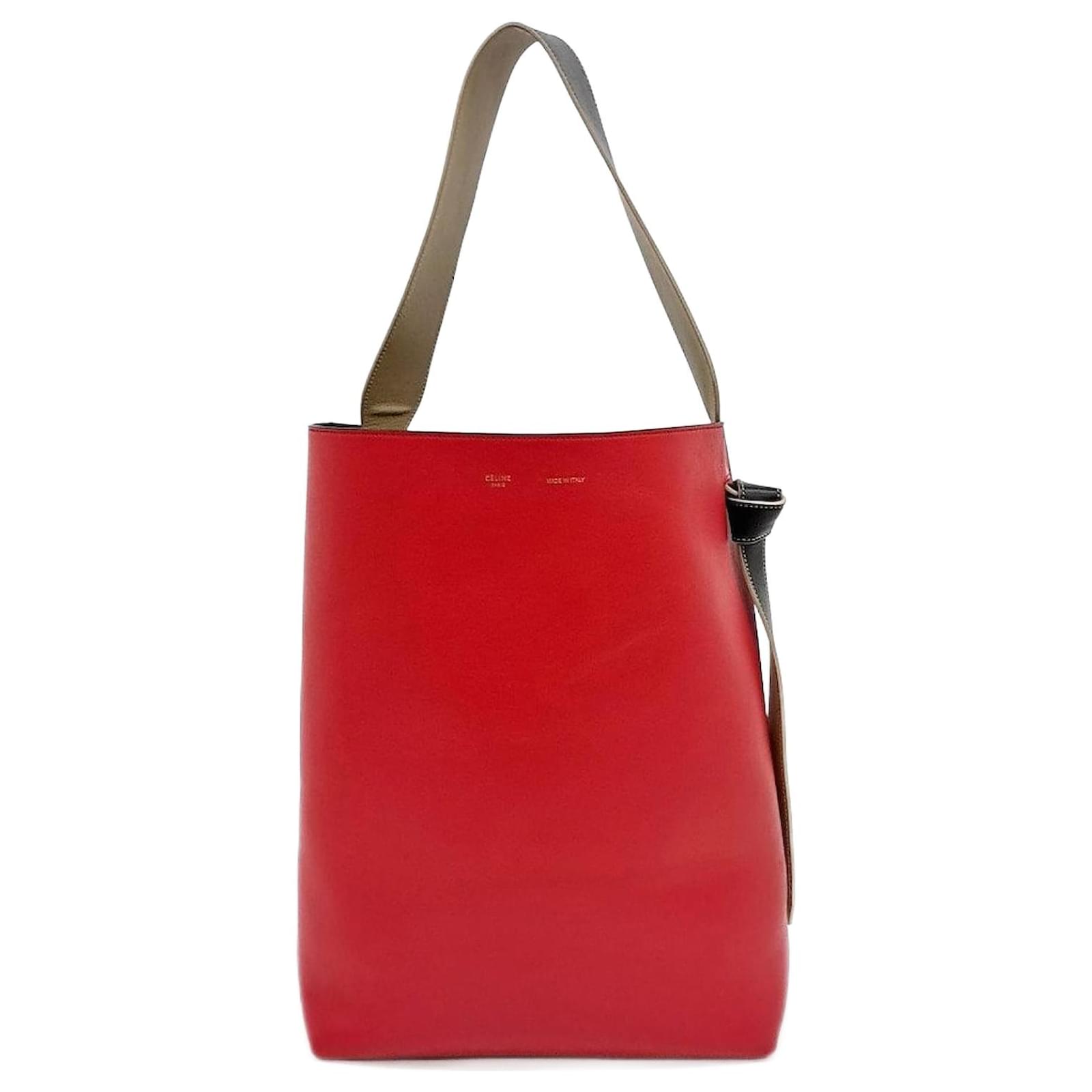 Céline Celine Twist Cabas Bag Red Leather Pony-style calfskin ref ...