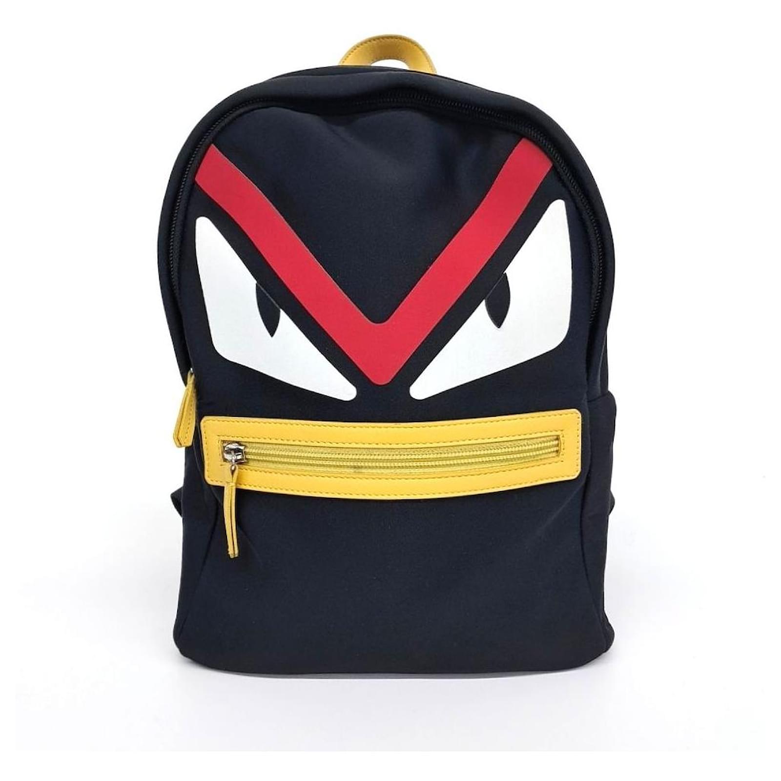 Fendi Kids Monster Backpack Black Leather ref.2340706 - Joli Closet