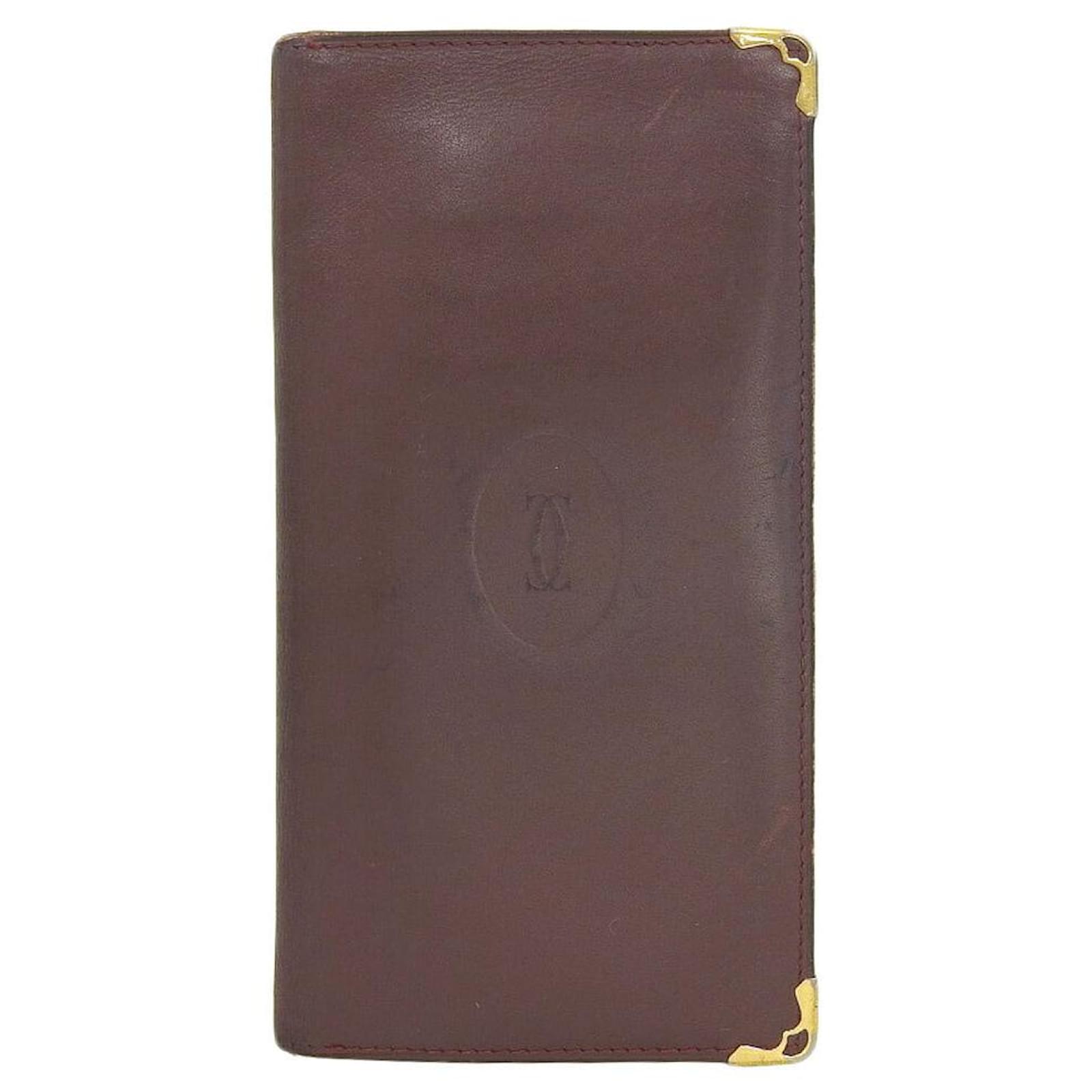 Cartier Leather Long Wallet White Dark red ref.2342428 - Joli Closet