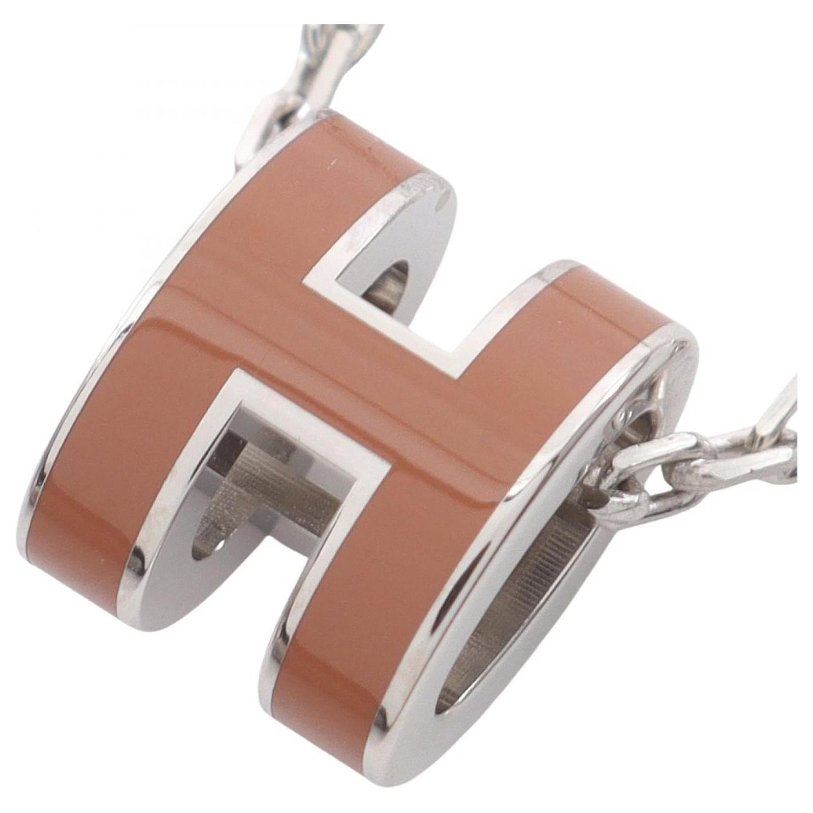 Hermès Hermes MINI POP H Stainless Steel Necklace Silvery Metallic ...