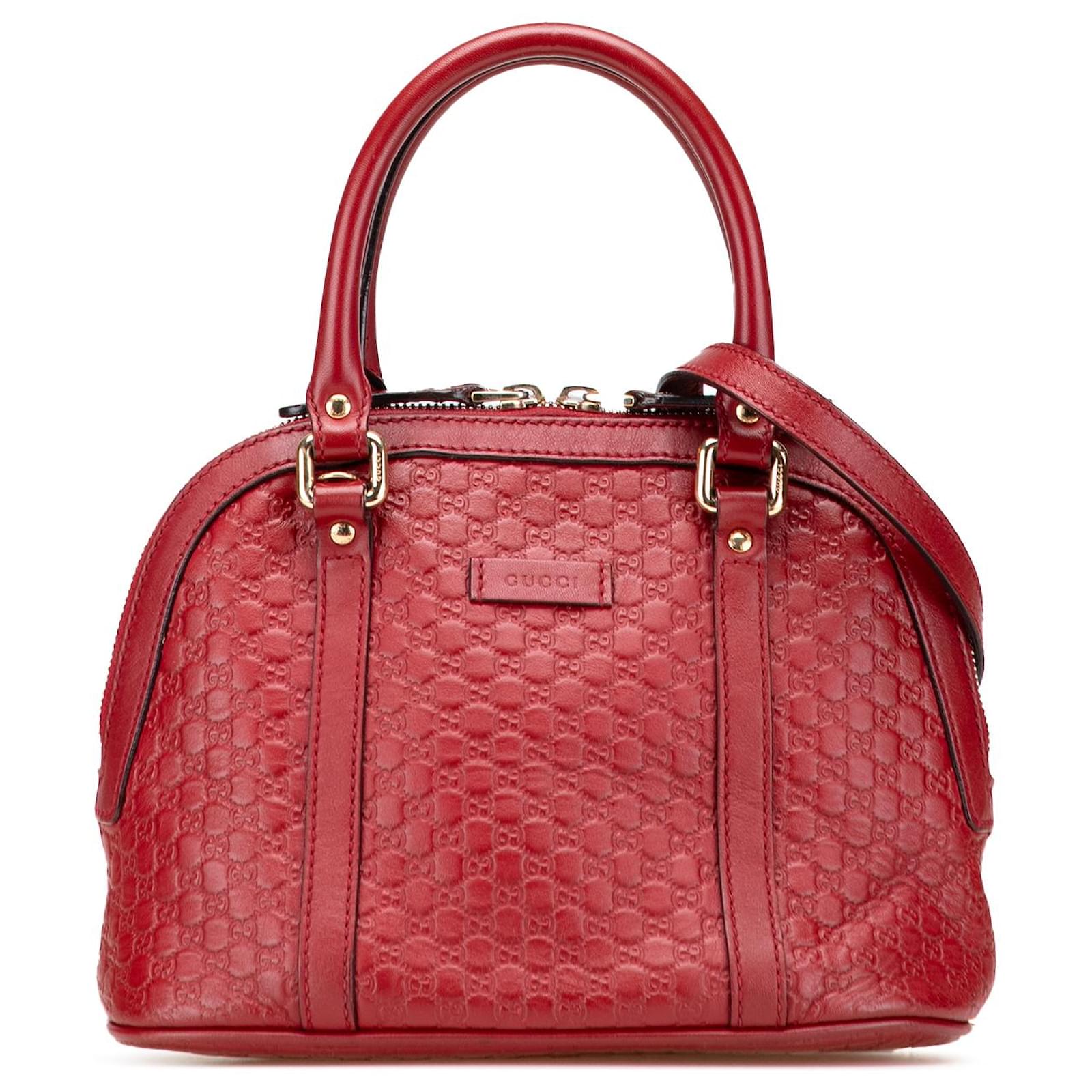 Gucci Red Mini Microguccissima Dome Satchel Leather Pony-style calfskin ...