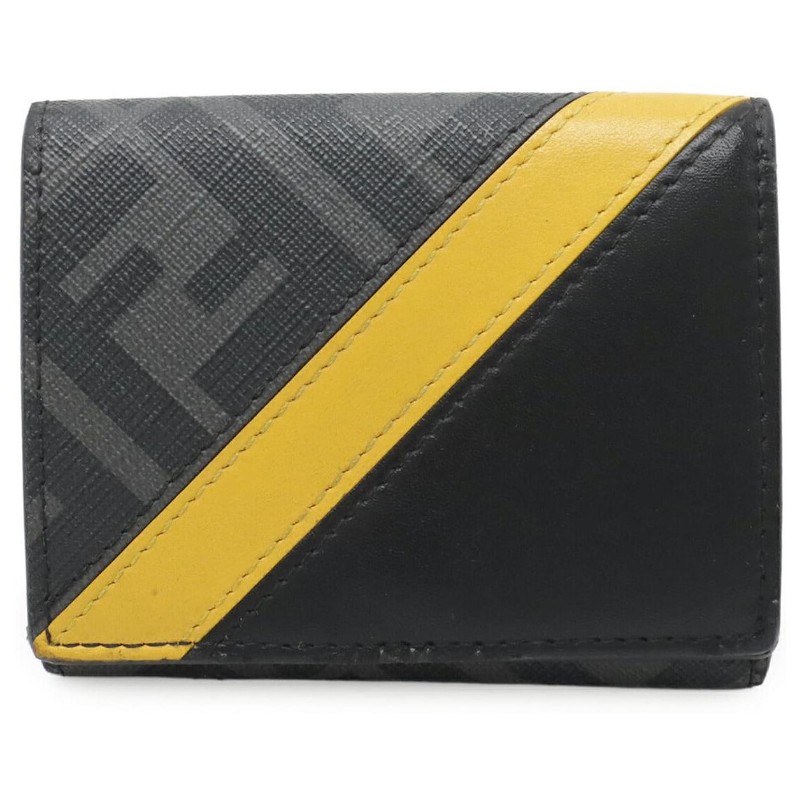 Fendi Diagonal Zucca PVC Tri-fold Wallet Black Cloth ref.2348046 - Joli ...