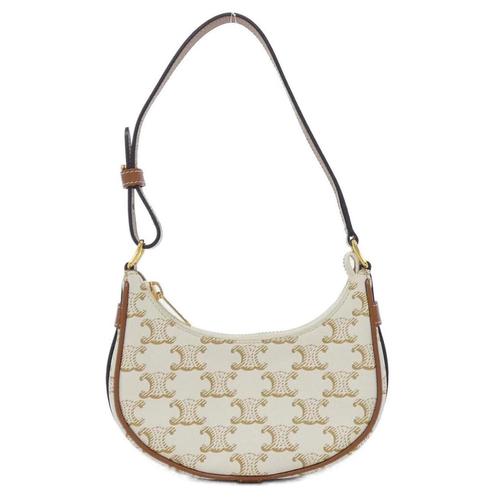 Céline Celine Mini Ava Trionf Canvas Shoulder Bag White Cloth ref ...