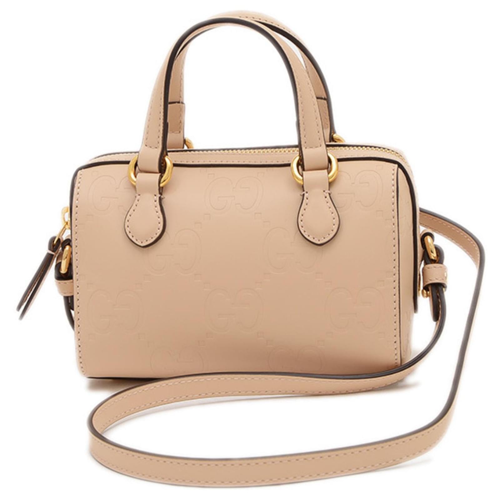 Gucci GG Leather Super Mini Handbag Beige ref.2353277 - Joli Closet